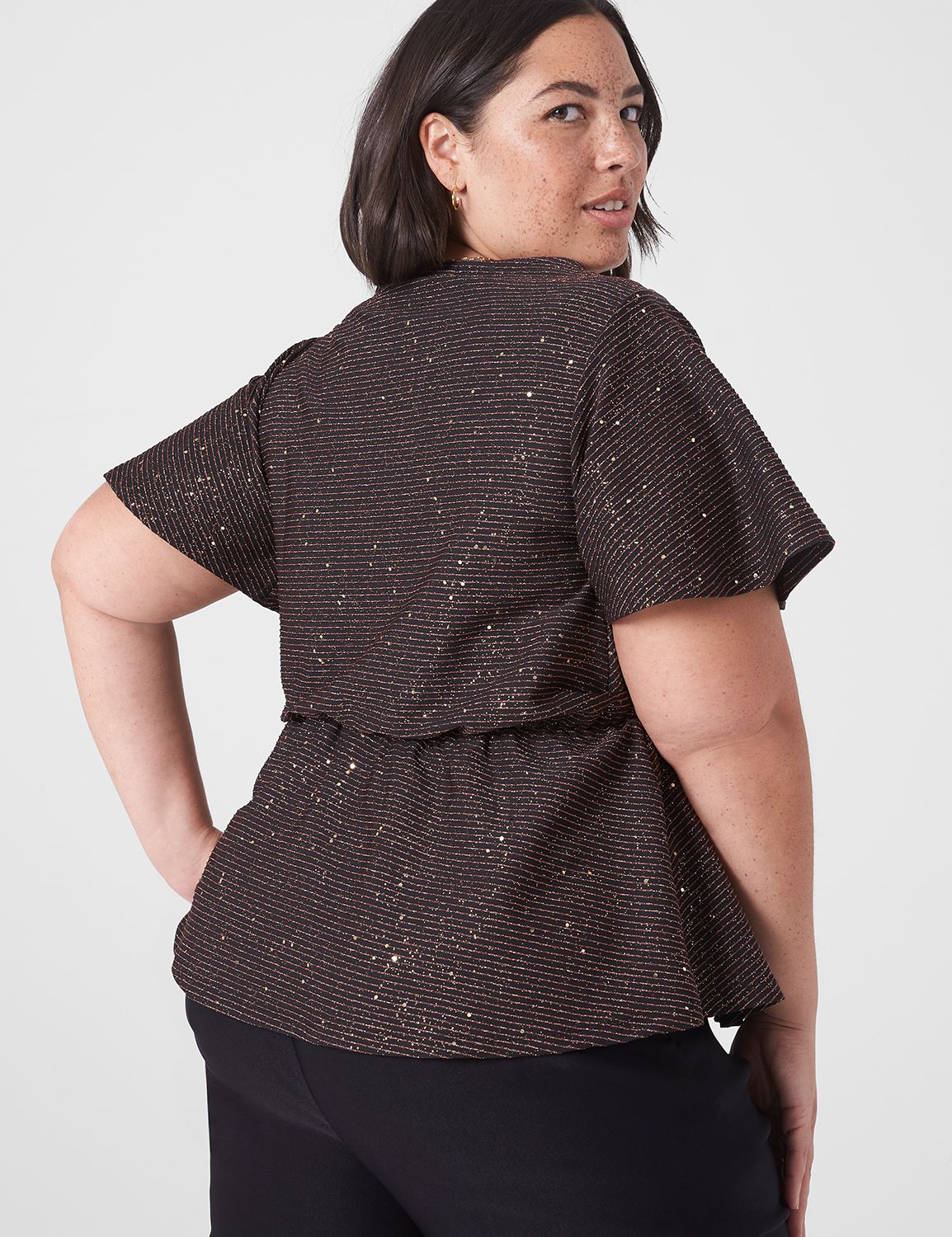 Classic Short Flutter Sleeve V-Neck