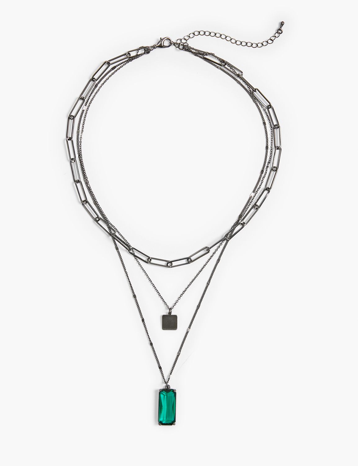 Green Layered Gem Necklace