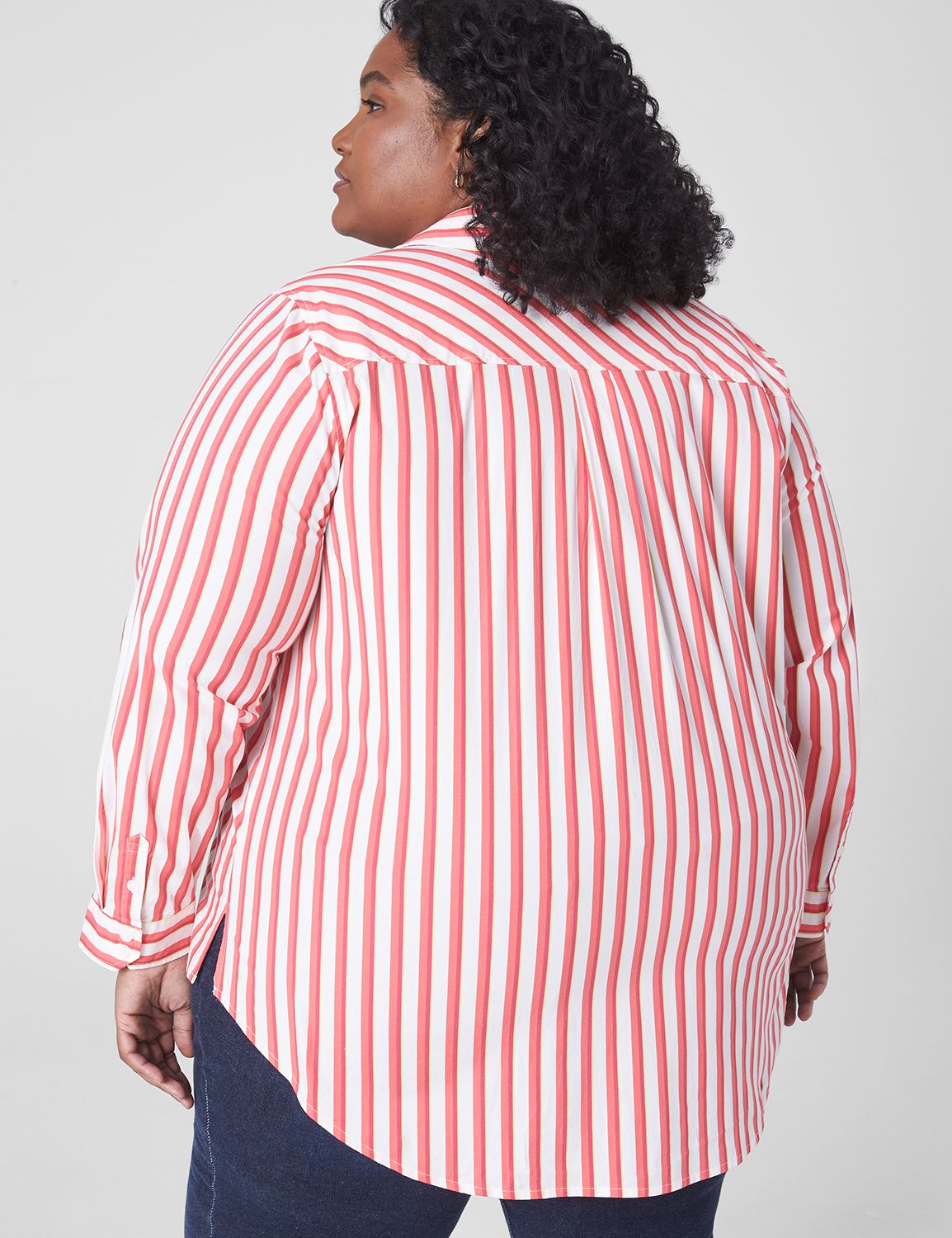 Relaxed Long Sleeve Button Front Po | LaneBryant