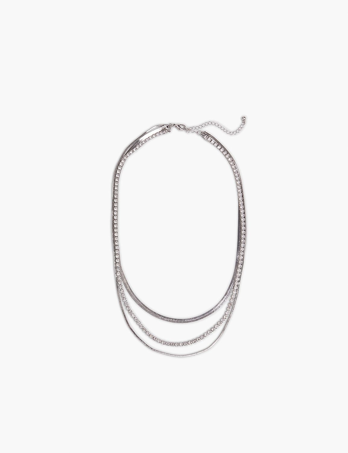 Delicate Layered Pave Chain Necklac