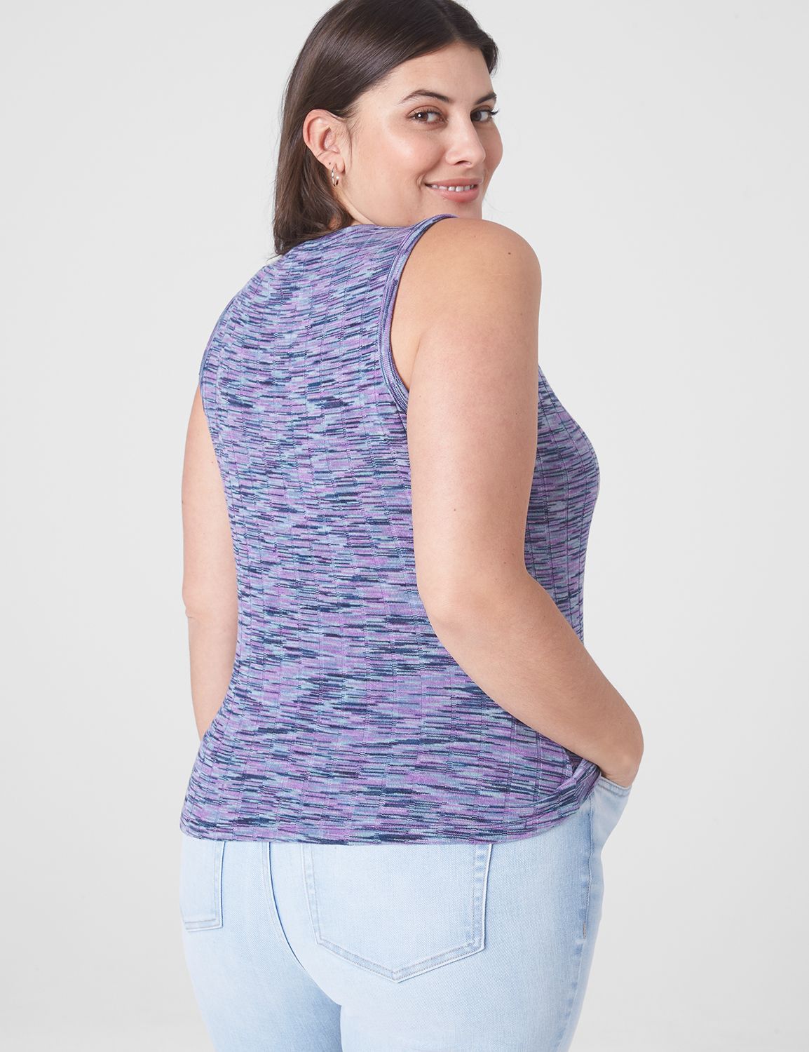 Fitted Crew Neck Spacedye Tank 1134 | LaneBryant