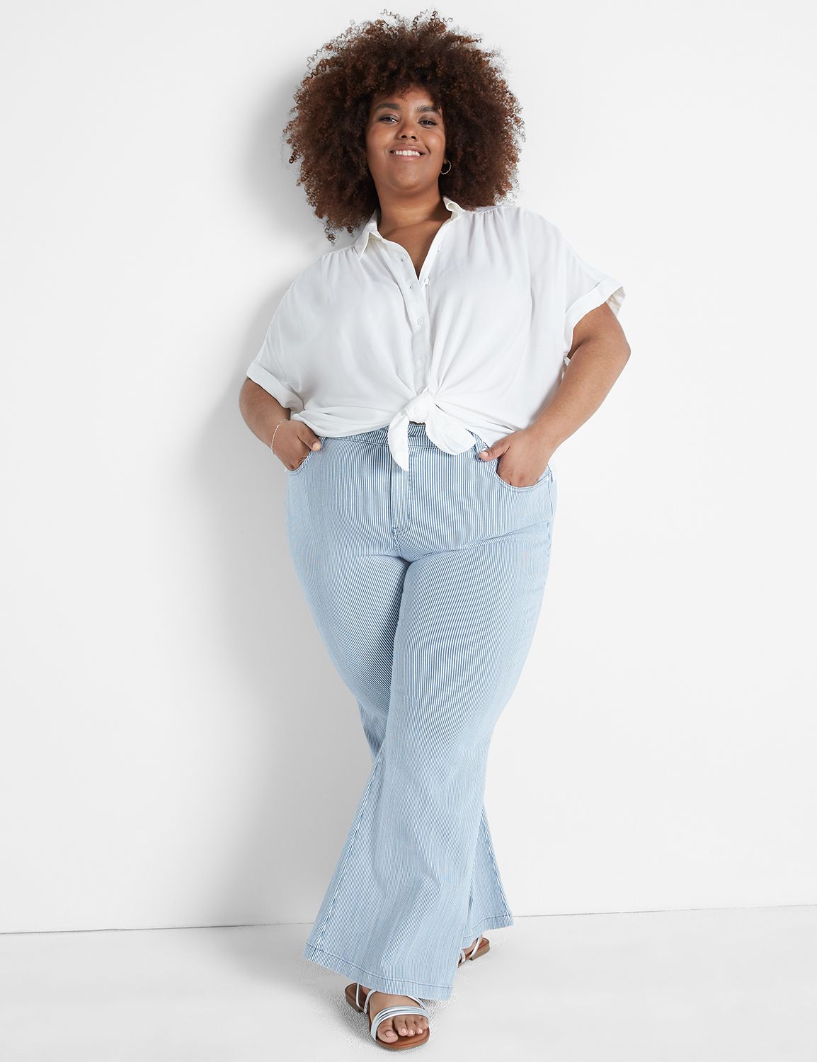 Signature Fit Flare Jean - Railroad Stripe | LaneBryant