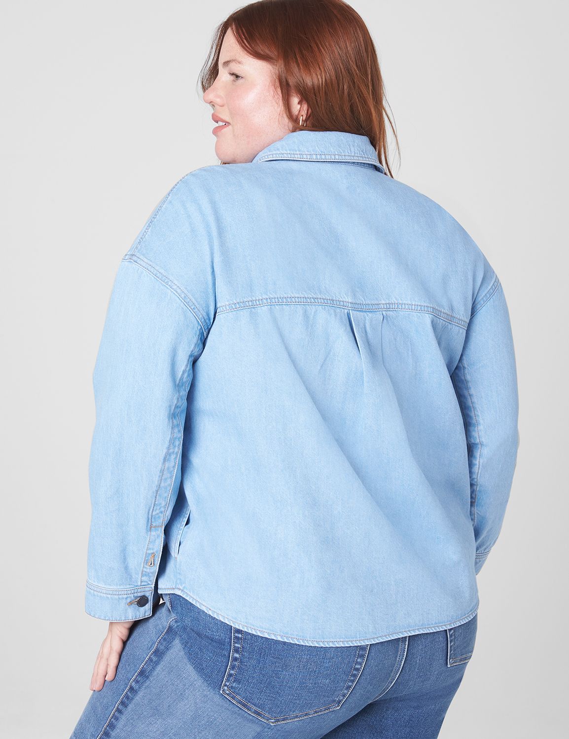 OVERSIZED DENIM SHACKET LIGHT DENIM | LaneBryant