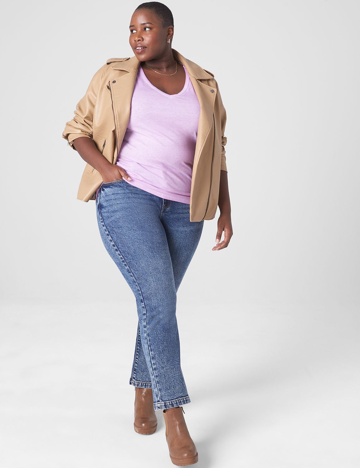 Classic Short Sleeve Vee Neck Side | LaneBryant