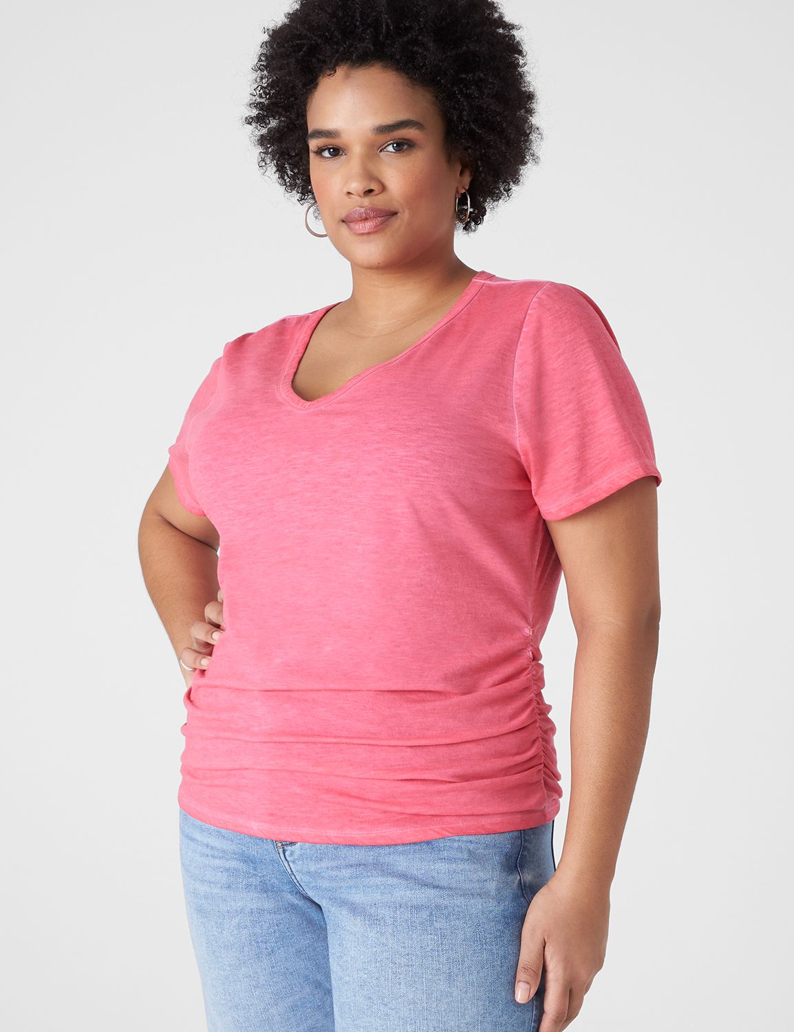 Classic Short Sleeve Vee Neck Side | LaneBryant