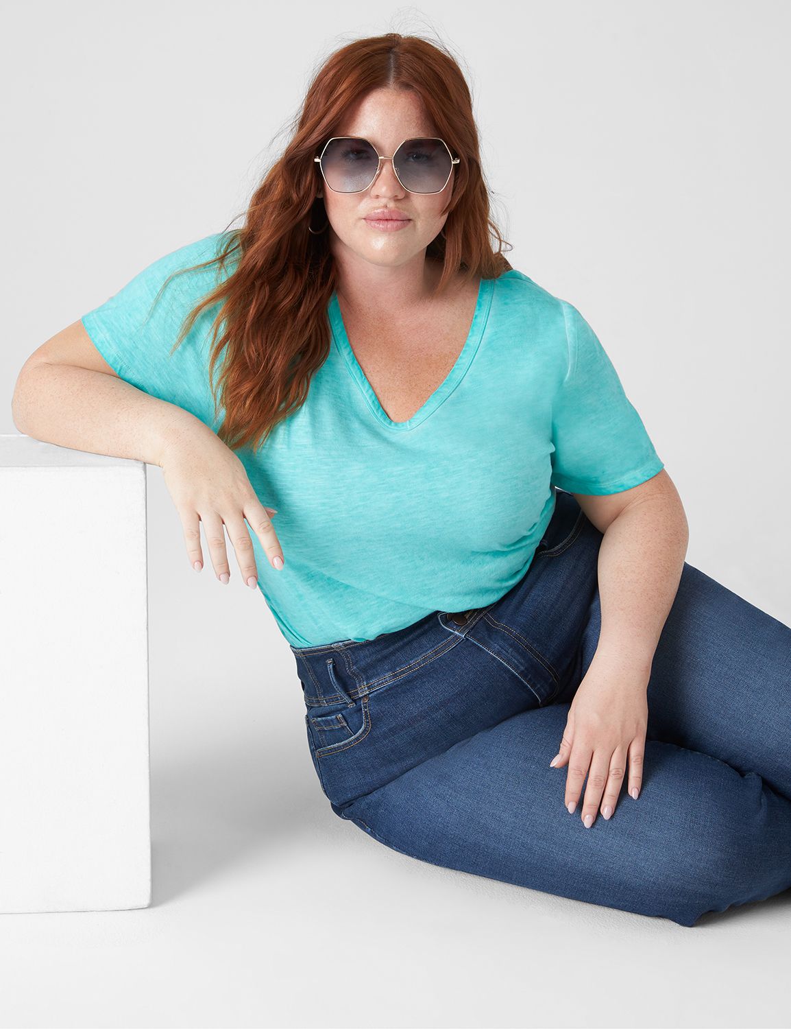 Classic Short Sleeve Vee Neck Side | LaneBryant