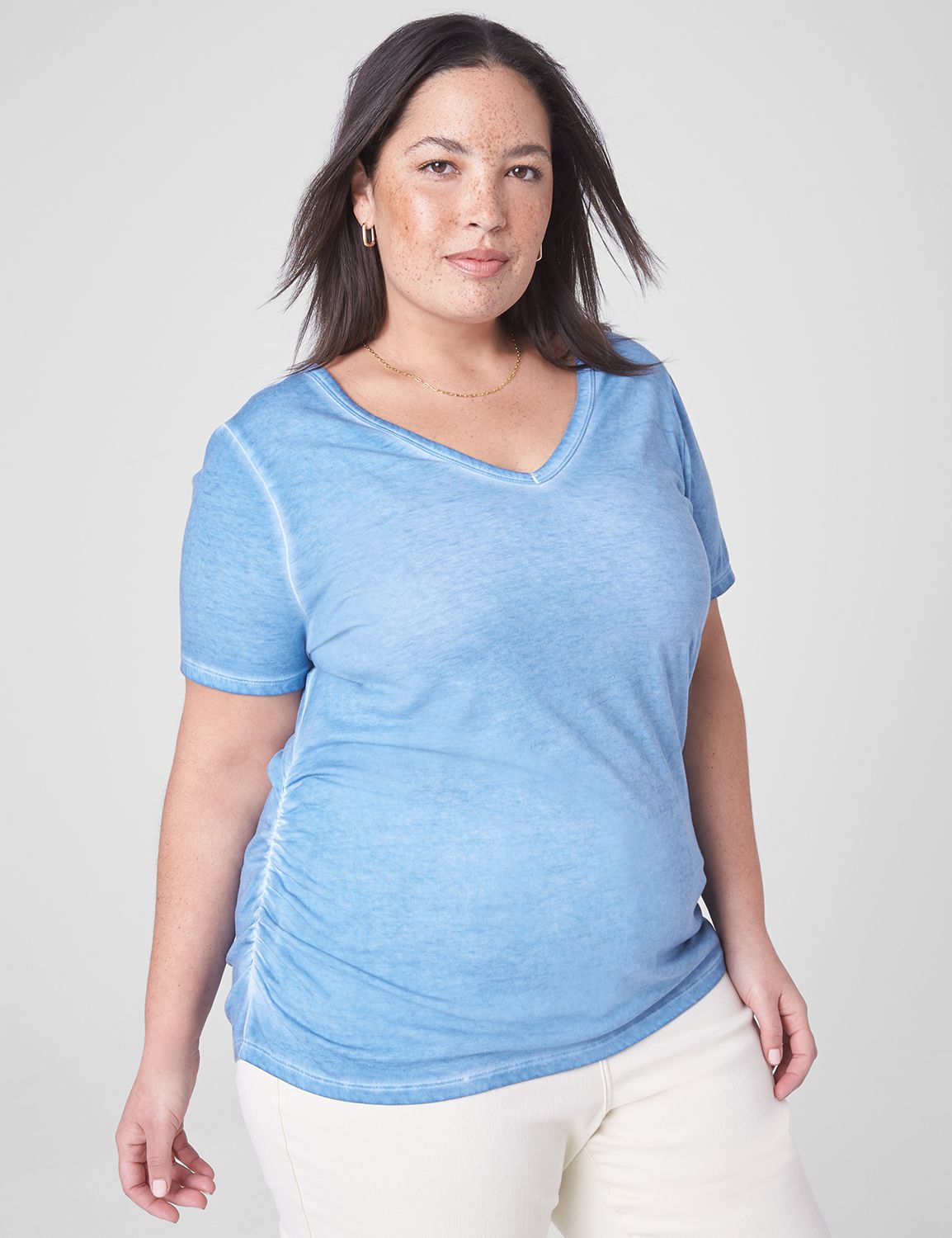 Classic Short Sleeve Vee Neck Side | LaneBryant