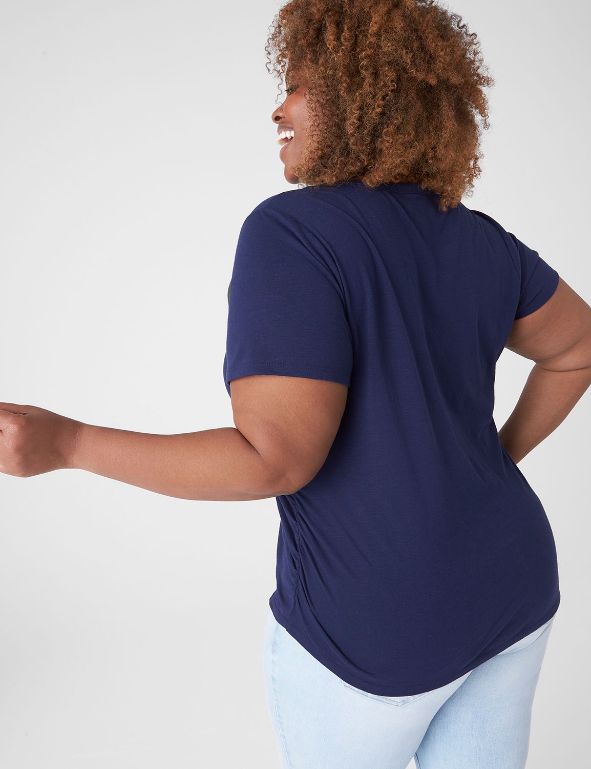 Classic Short Sleeve Vee Neck Side | LaneBryant