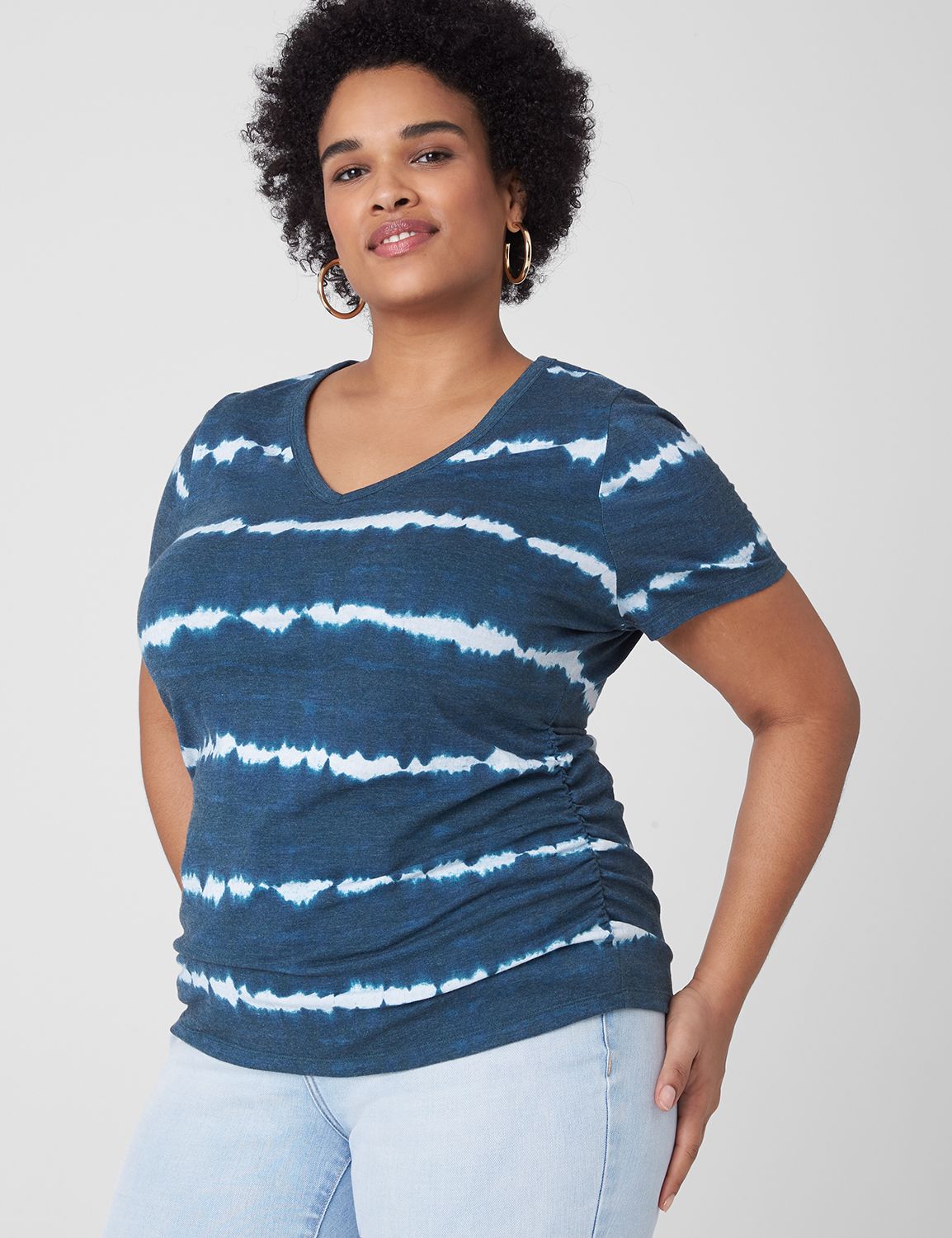 Classic Short Sleeve Vee Neck Side | LaneBryant