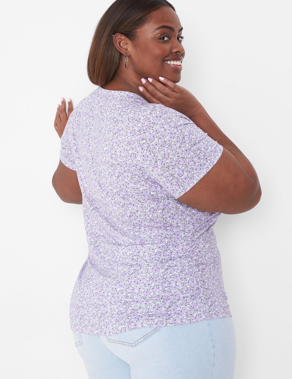 Classic Short Sleeve Vee Neck Side | LaneBryant