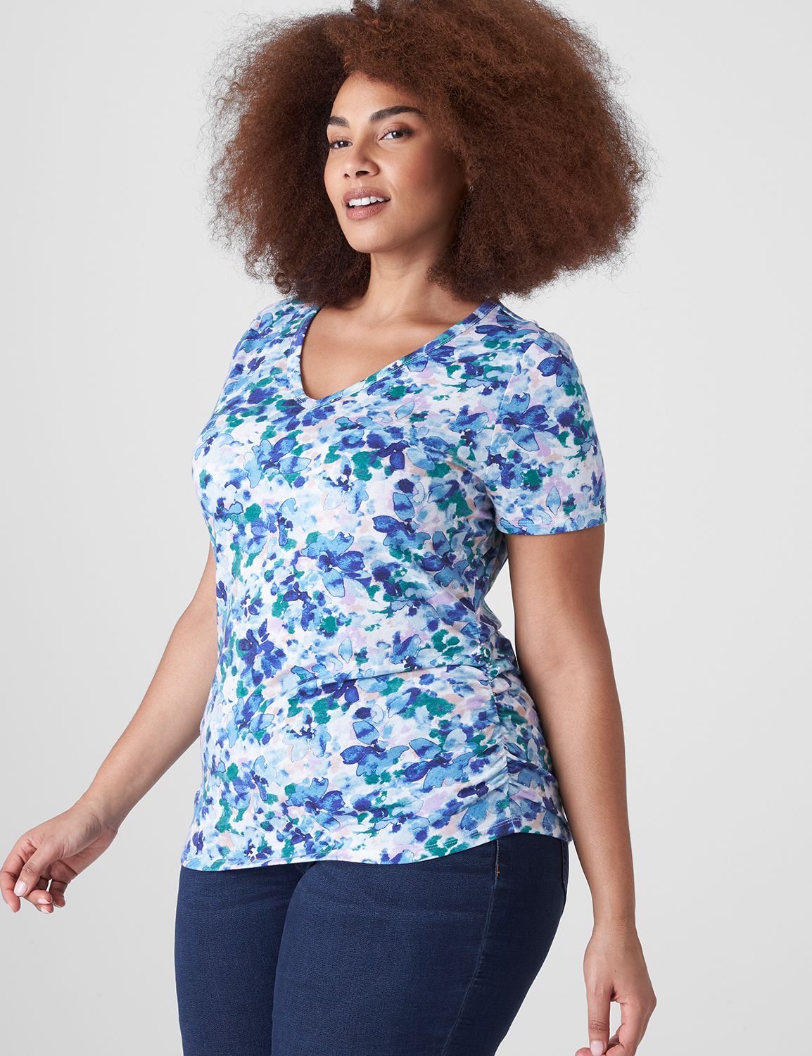 Classic Short Sleeve Vee Neck Side | LaneBryant