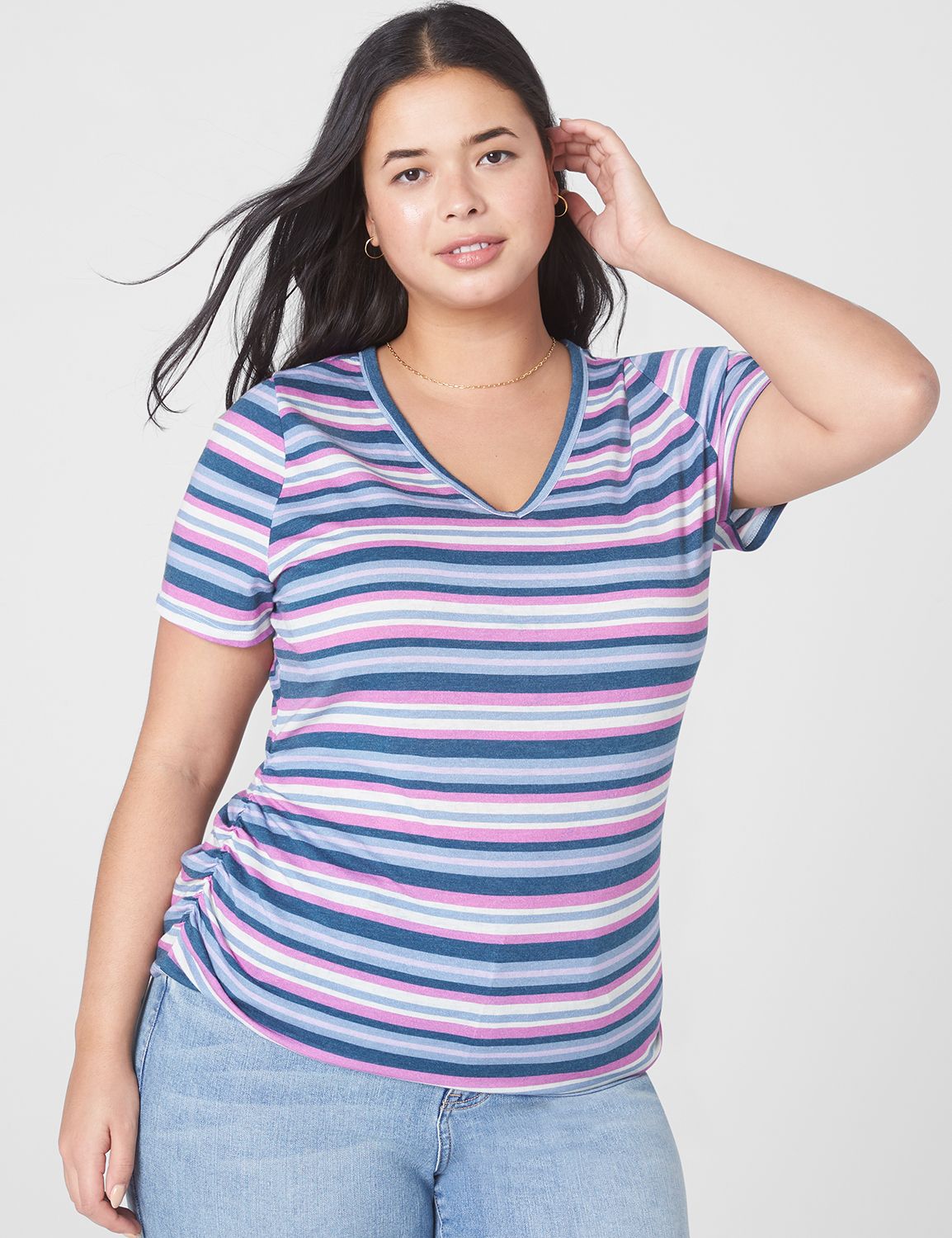 Classic Short Sleeve Vee Neck Side | LaneBryant