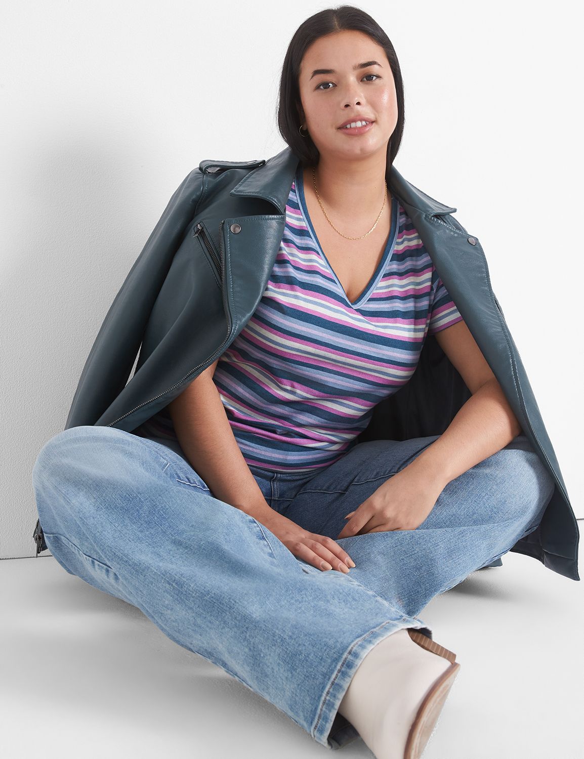 Classic Short Sleeve Vee Neck Side | LaneBryant