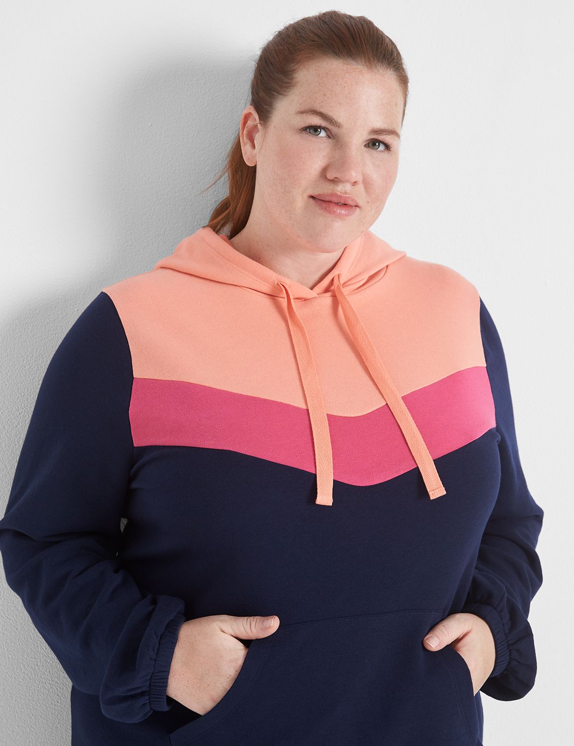 Long Sleeve Colorblock Hooded Dress | LaneBryant