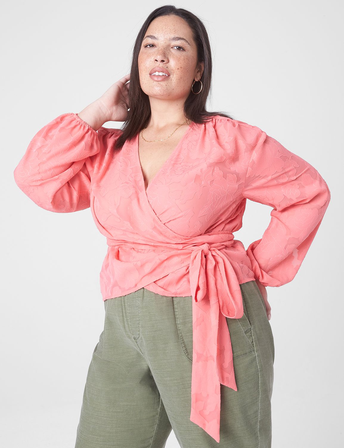 Classic Long Sleeve Full Wrap Top 1 | LaneBryant