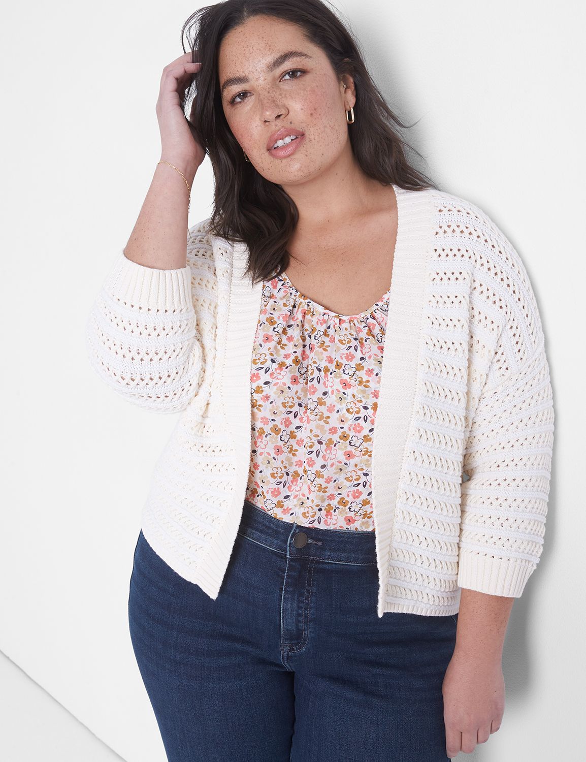 Open-Front Stitch Cardigan