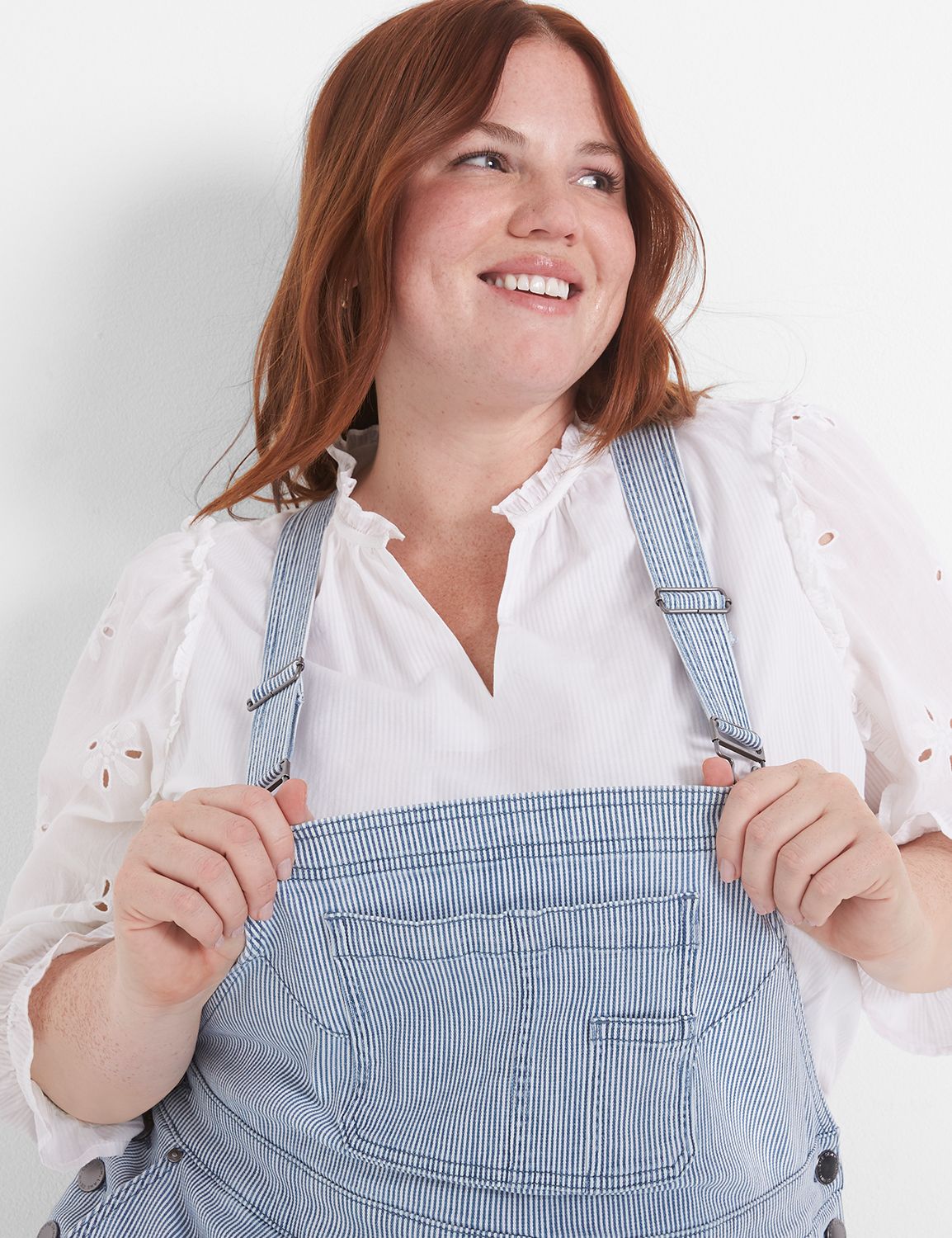 Denim Straight Leg Overalls - Rail Stripe