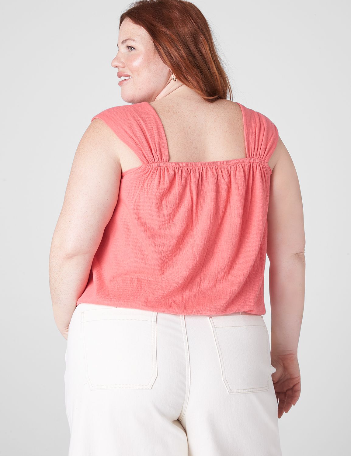 Relaxed Crop Cap-Sleeve Square-Neck Top | LaneBryant