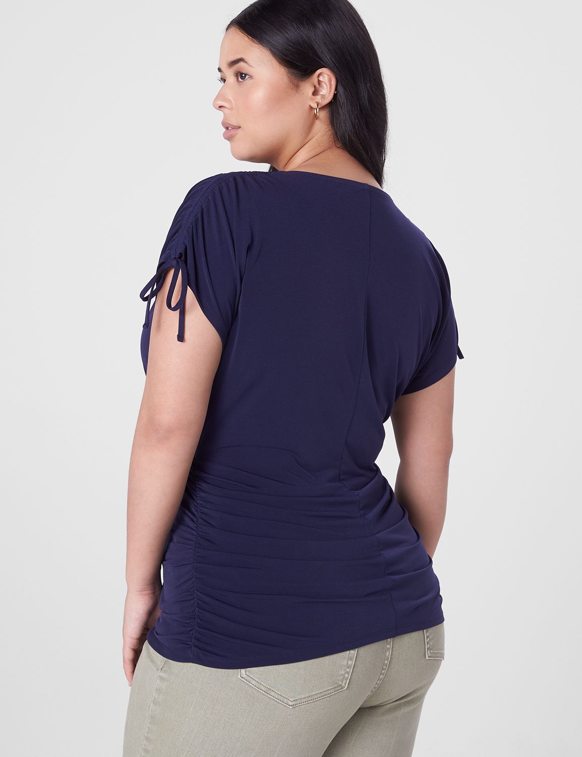 Fitted Drawcord-Shoulder Top