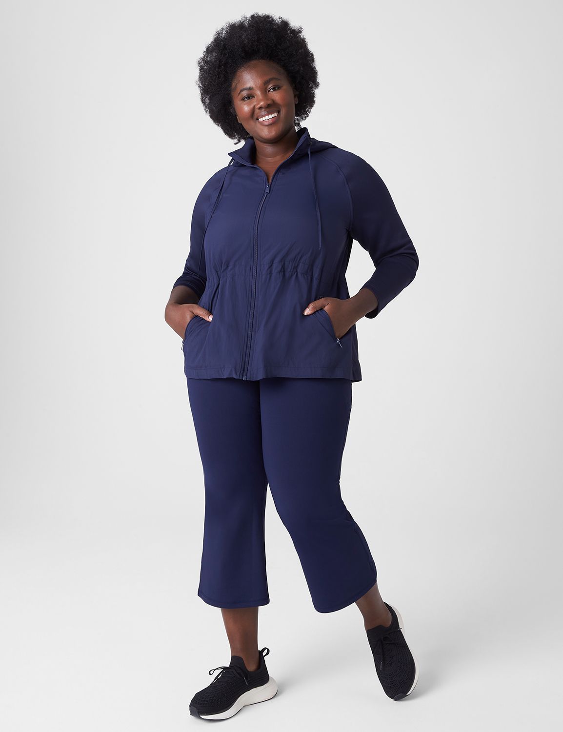 Half Zip Front Knit Woven Windbreak | LaneBryant