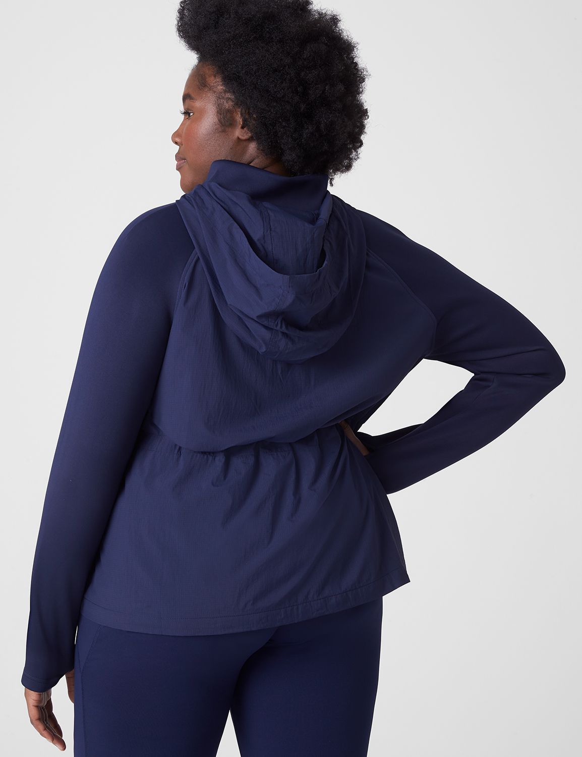 Half Zip Front Knit Woven Windbreak | LaneBryant