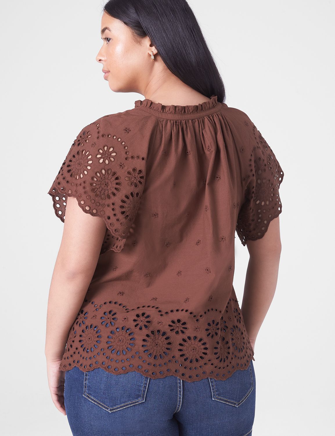 Raglan Scallop Hem Ruffle Neckline | LaneBryant
