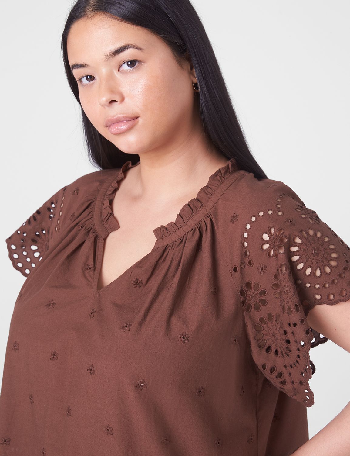 Raglan Scallop Hem Ruffle Neckline | LaneBryant