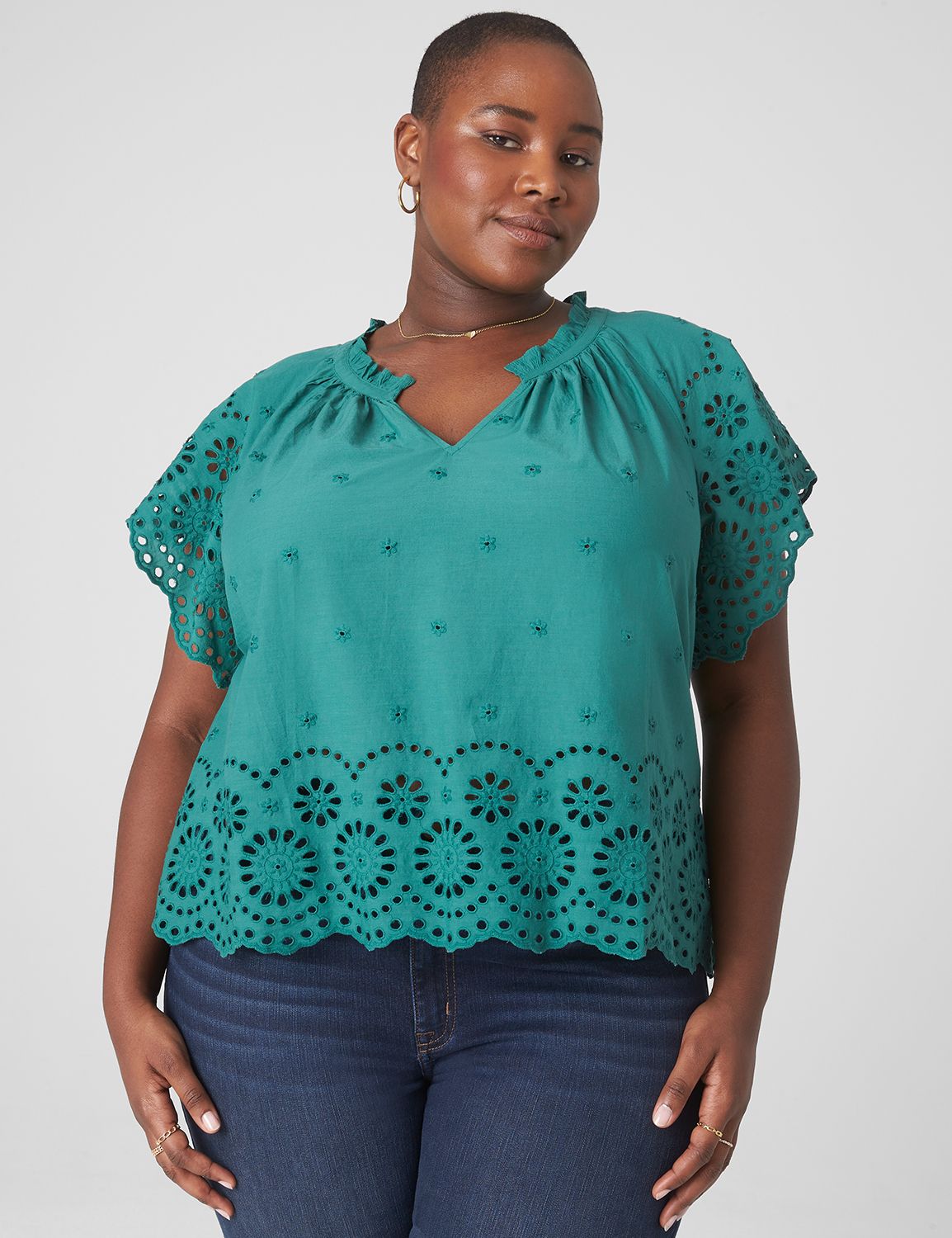 Raglan Scallop Hem Ruffle Neckline | LaneBryant