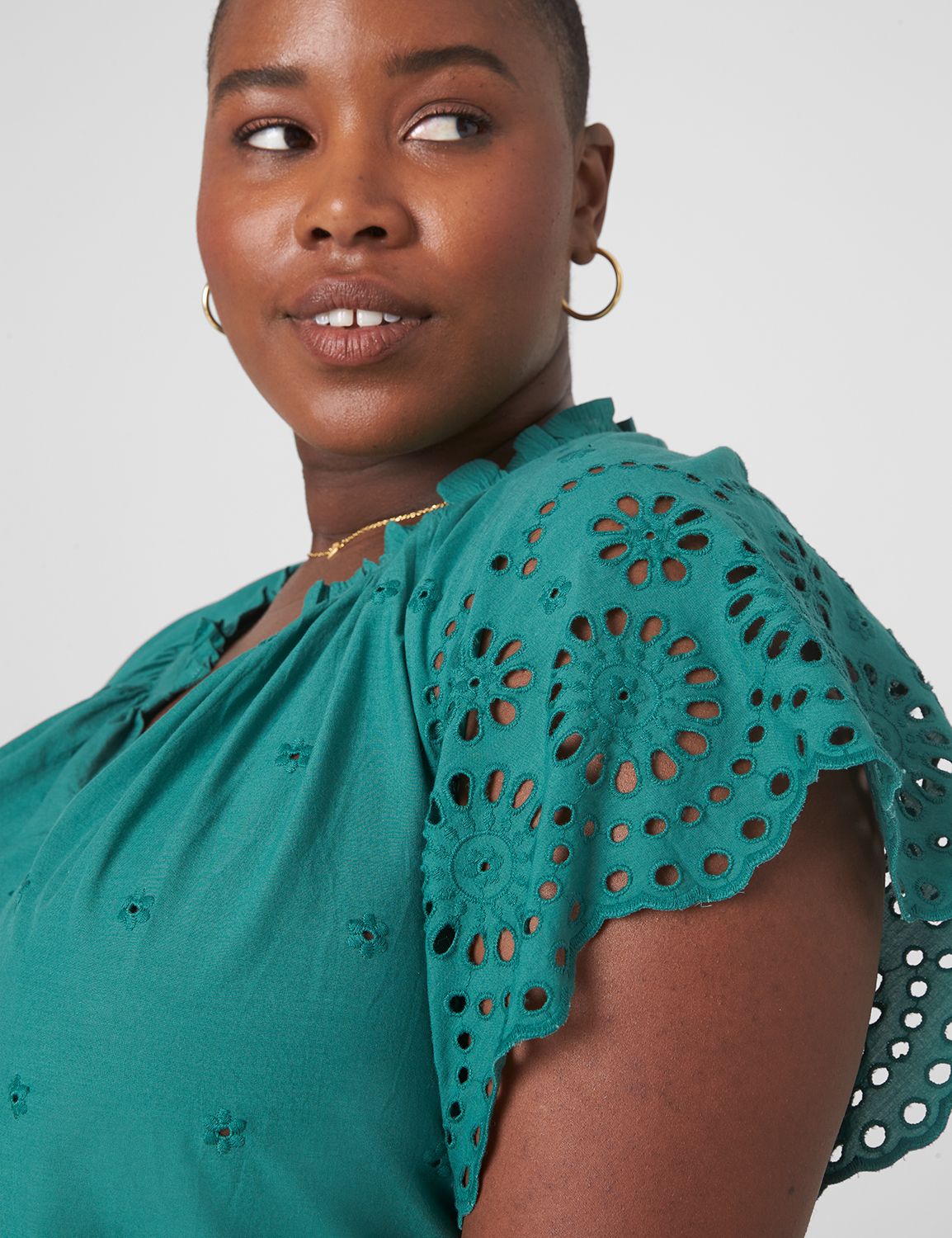 Raglan Scallop Hem Ruffle Neckline | LaneBryant