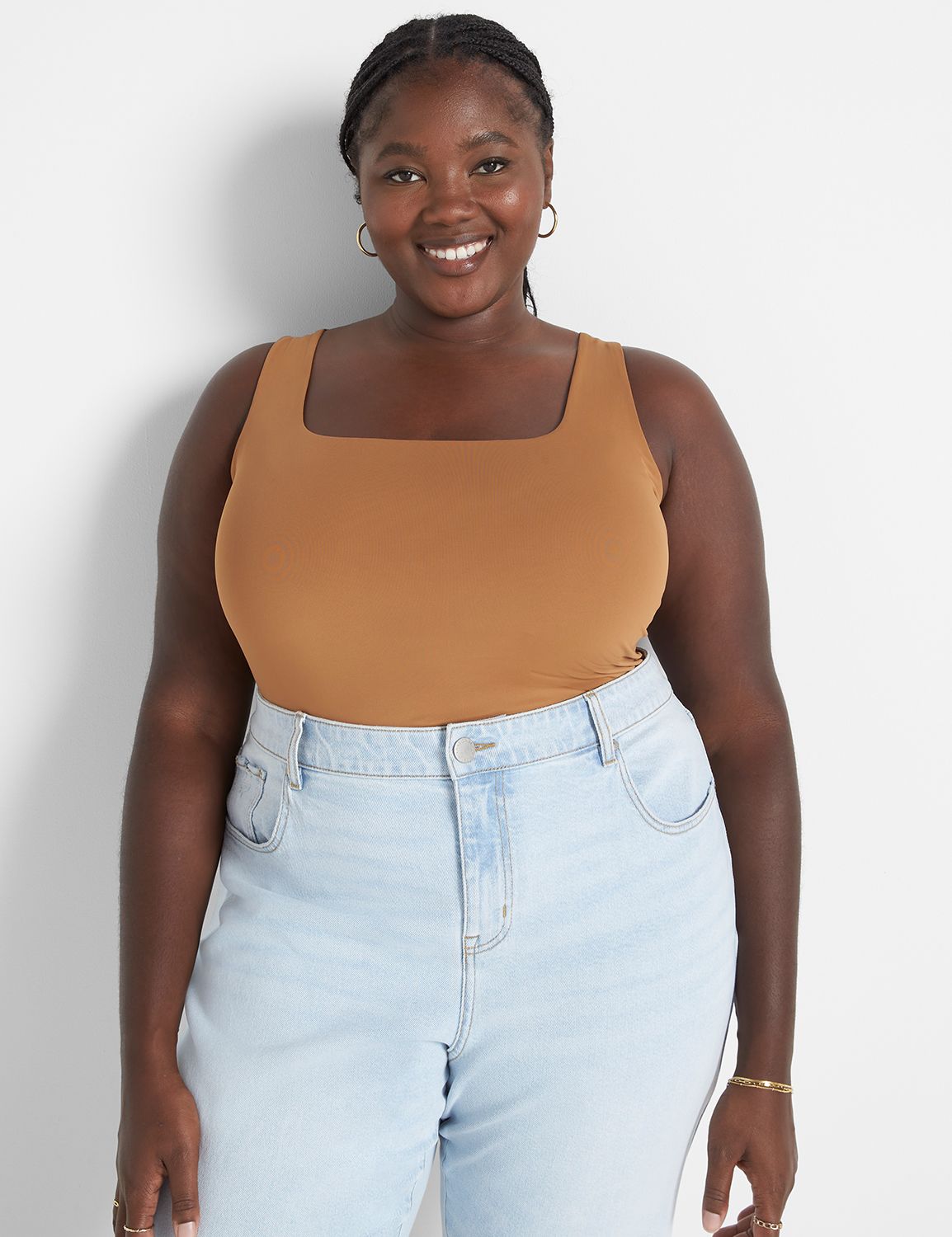 Fitted Sleeveless Square Neck Doubl