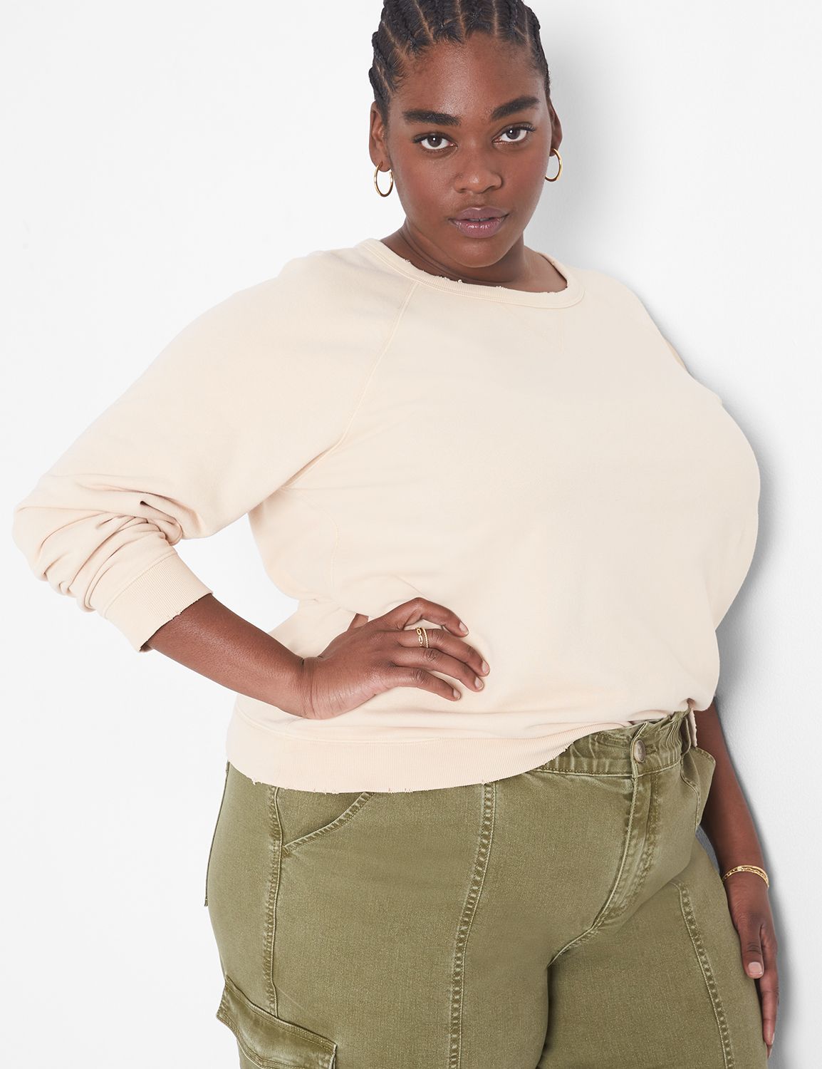 Classic Raglan Long Sleeve Wide Cre | LaneBryant