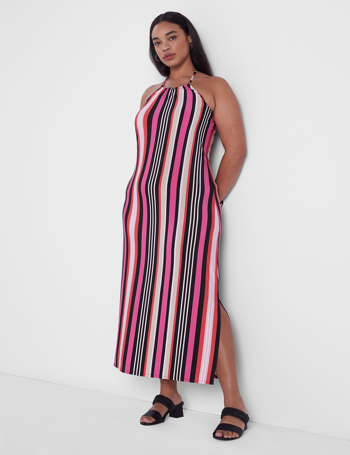 Sleeveless Halter Neck Column Dress