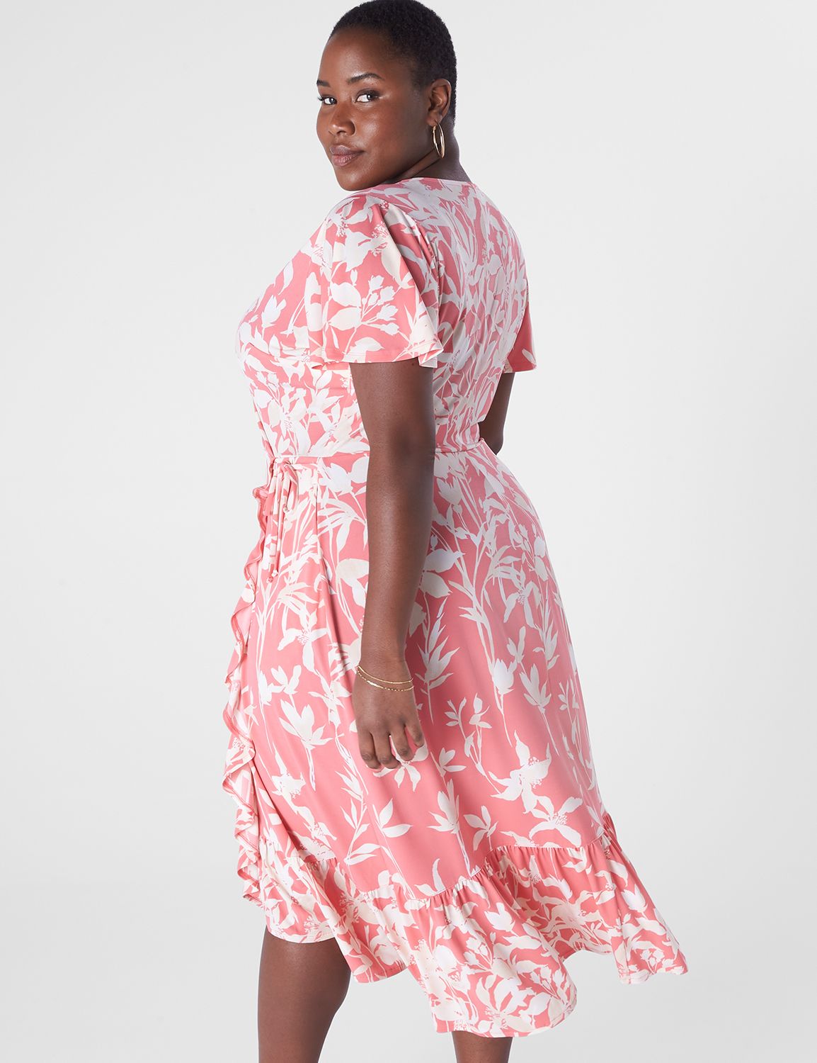 Short Flutter Sleeve Surplice Ruffl