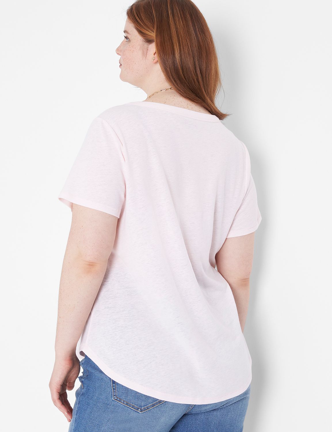 Classic Short Sleeve Deep V Neck Te | LaneBryant