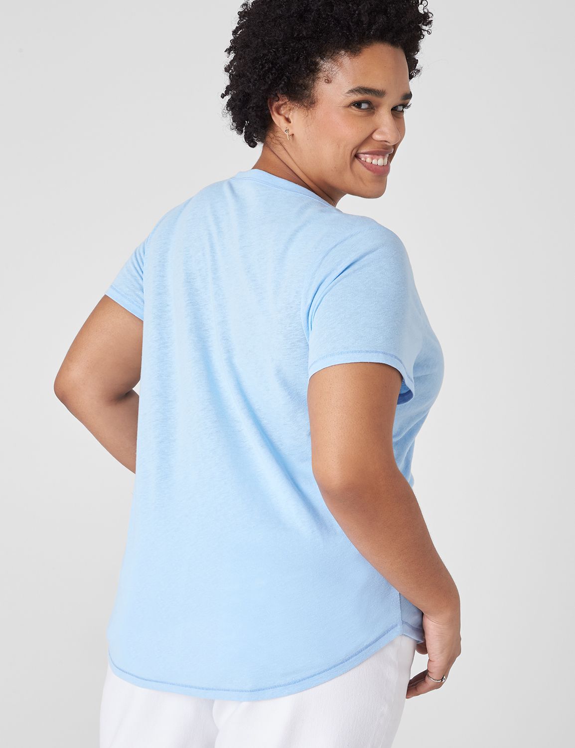 Classic Short Sleeve Deep V Neck Te | LaneBryant