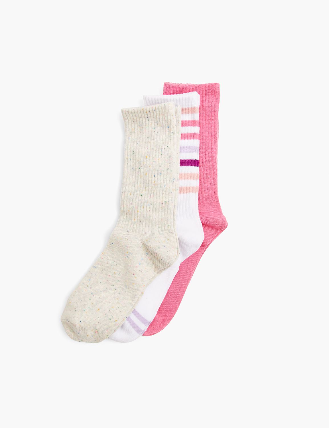 Crew 3 Pack Oatmeal, Pink Dye Effec | LaneBryant