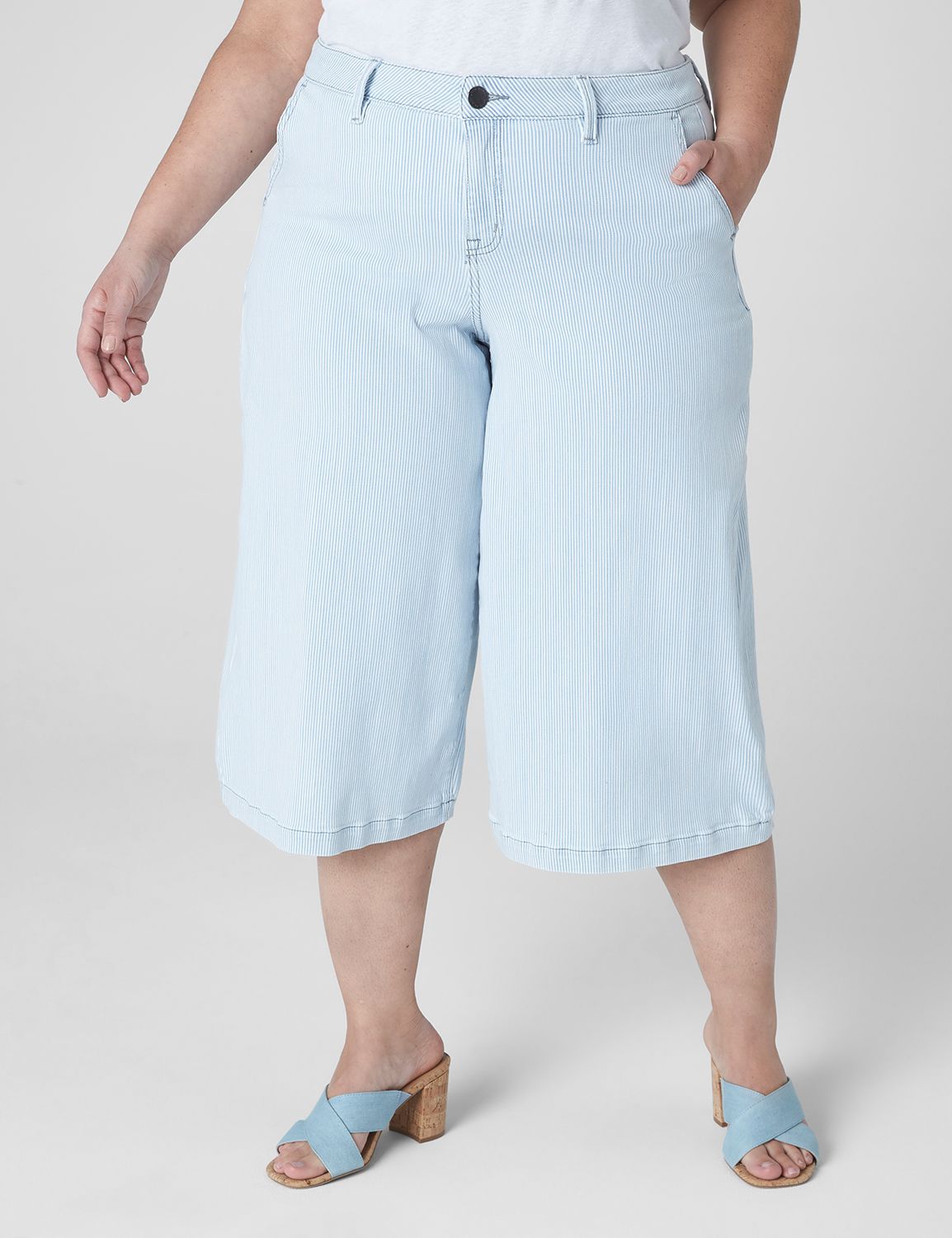 MID RISE FLUID CULOTTE - INDIGO STR | LaneBryant