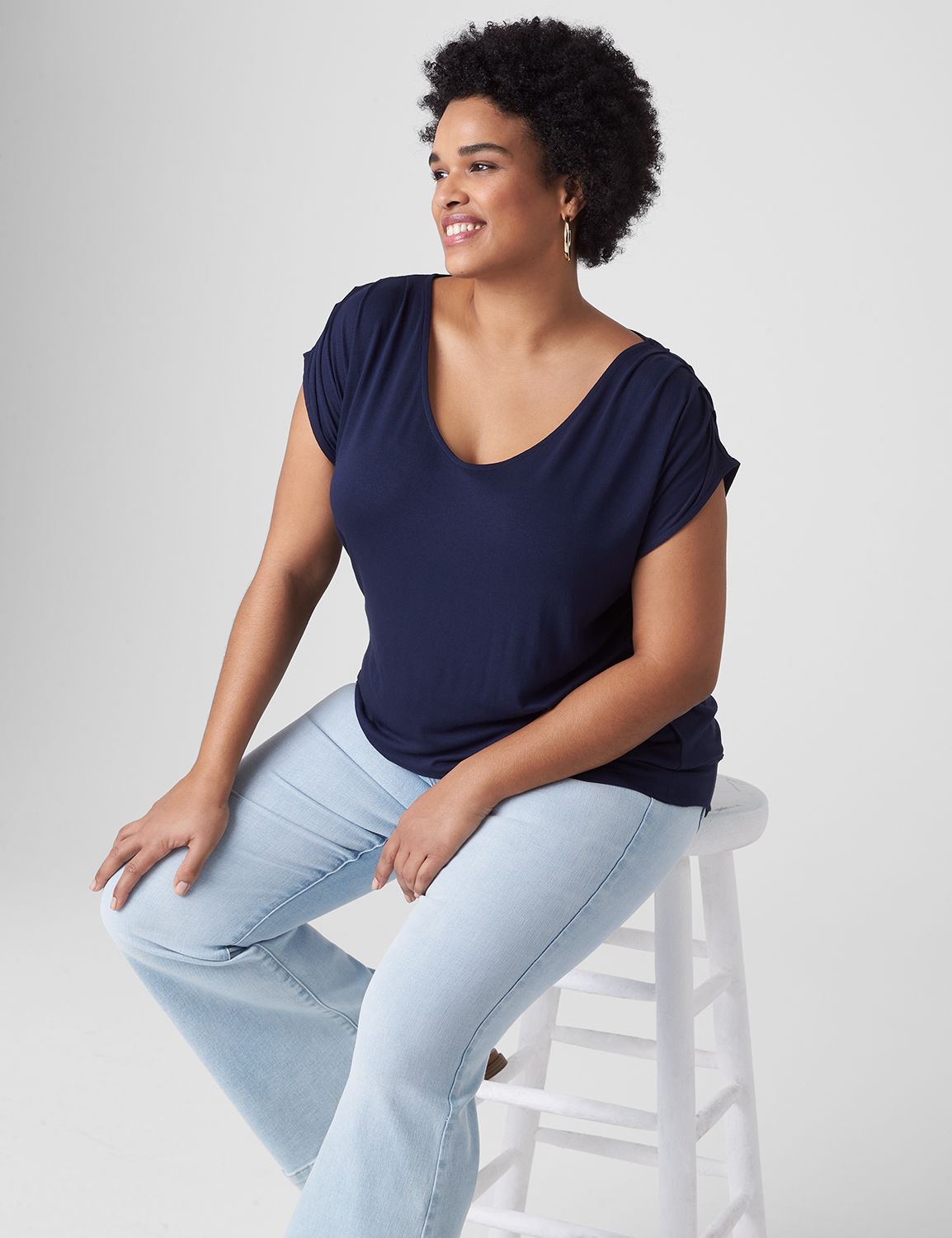 Classic Cap Sleeve V Neck Banded Bo | LaneBryant