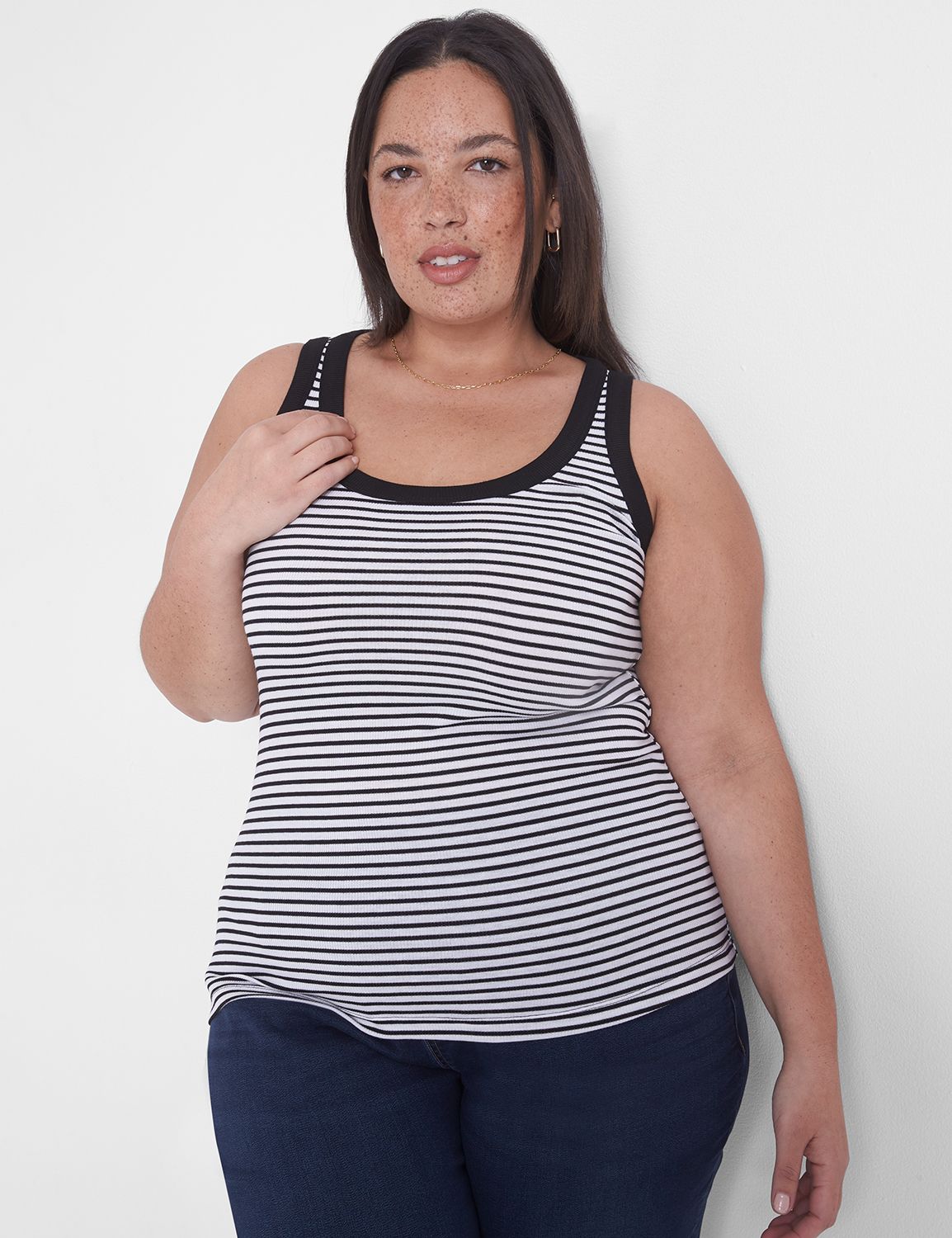 Sleeveless Scoop Neck Rib Tank Spri | LaneBryant