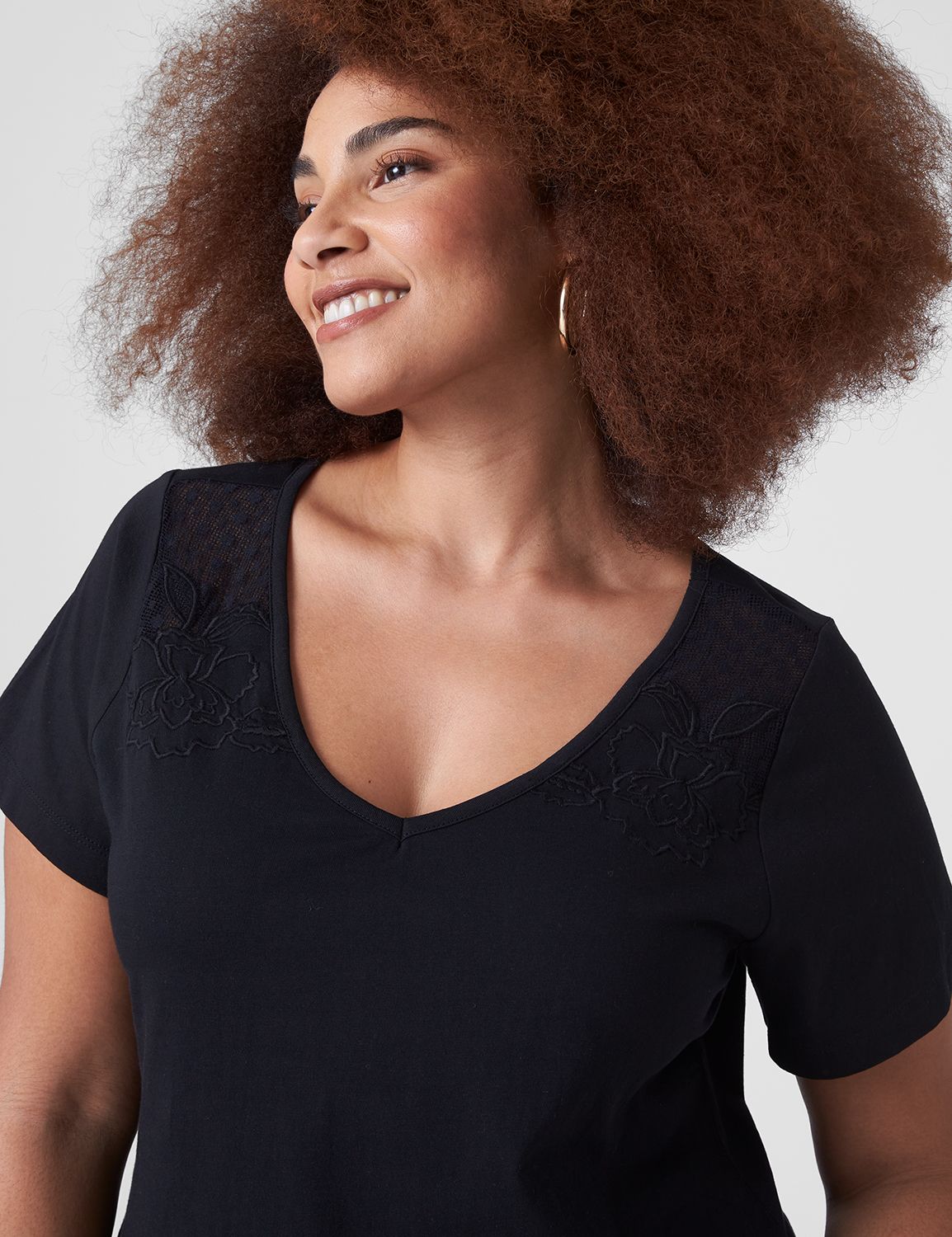 Classic Short Flutter Sleeve V-Neck | LaneBryant