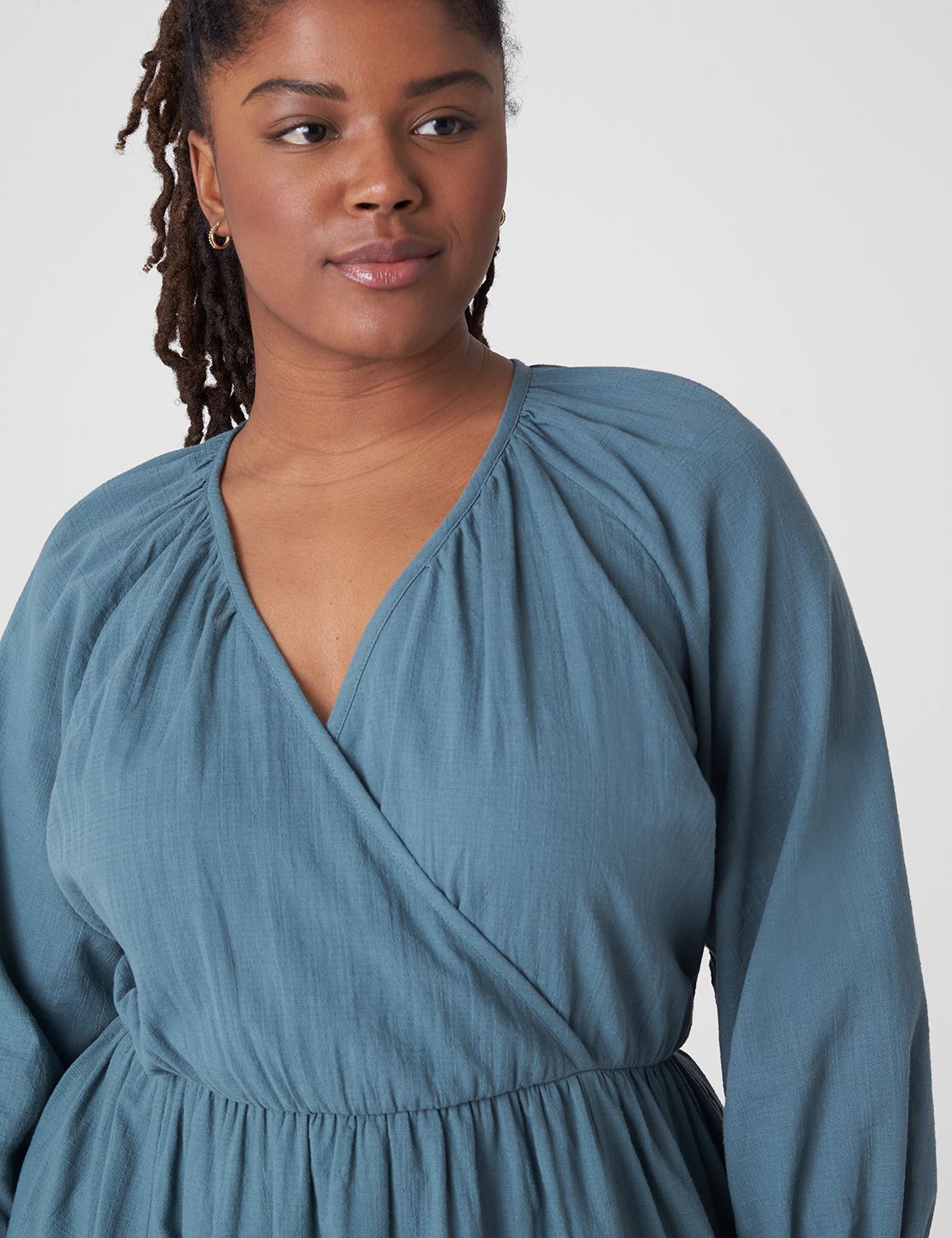 Elbow Puff Sleeve Surplice Tucks De | LaneBryant