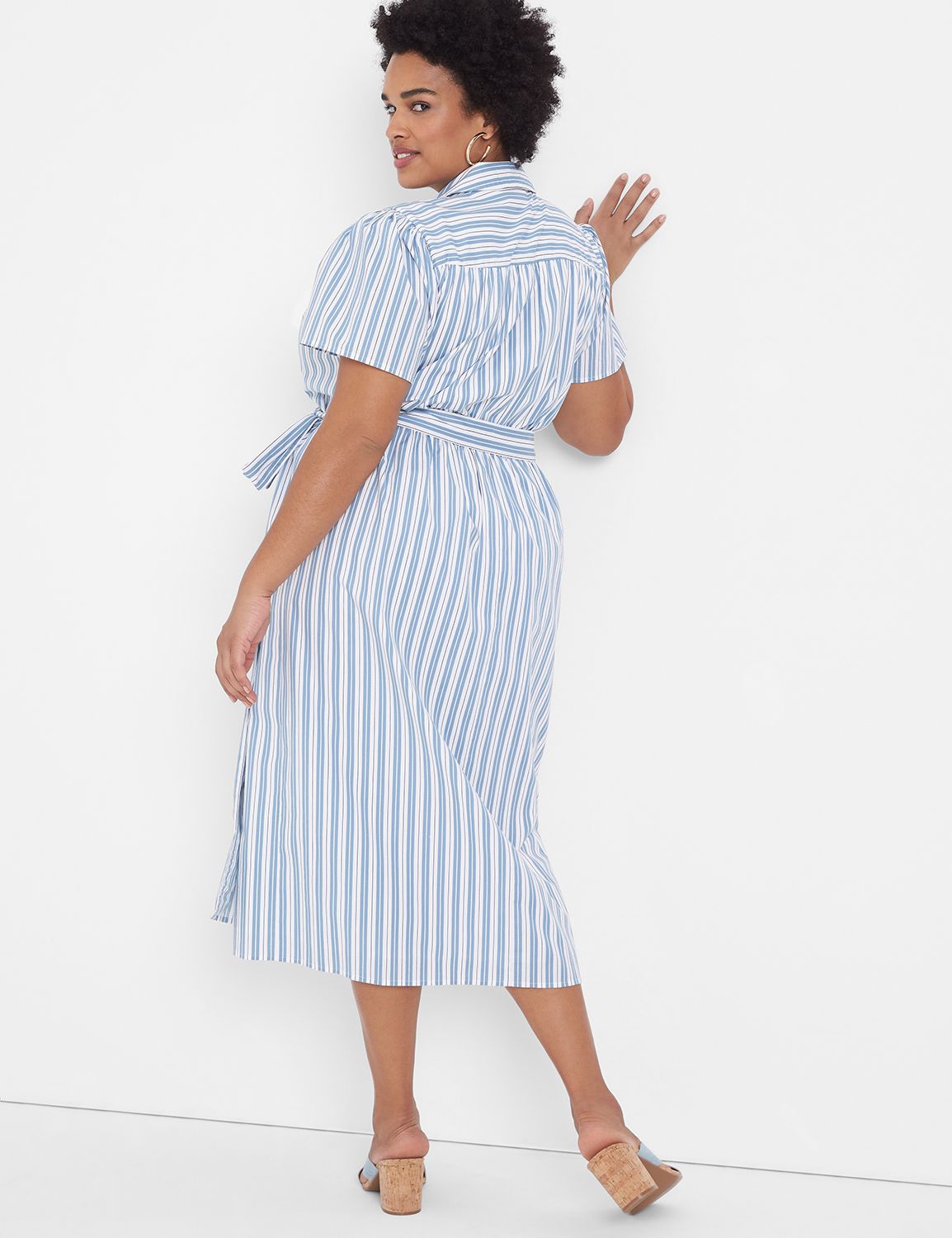 Pleated Sleeve Fish Mouth Collar As