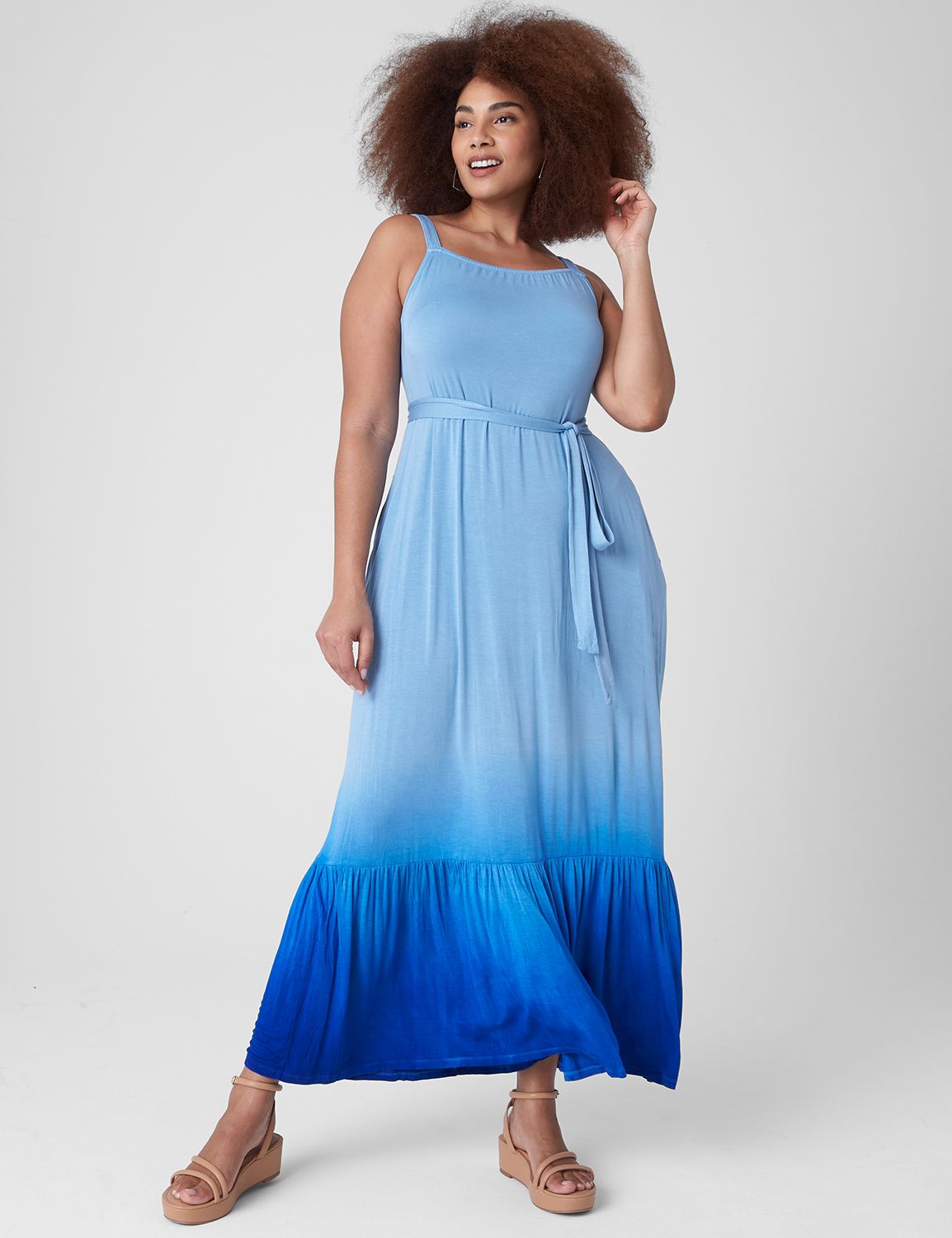 Sleeveless High Square Neck Dip Dye