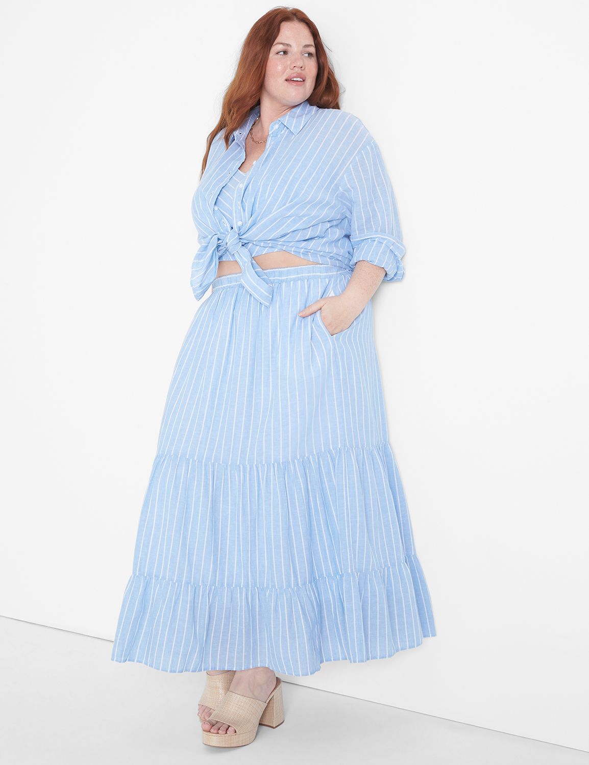 Classic Long Sleeve Button Down Lin | LaneBryant