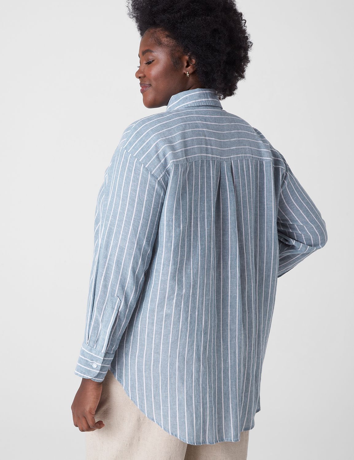 Classic Long Sleeve Button Down Lin | LaneBryant