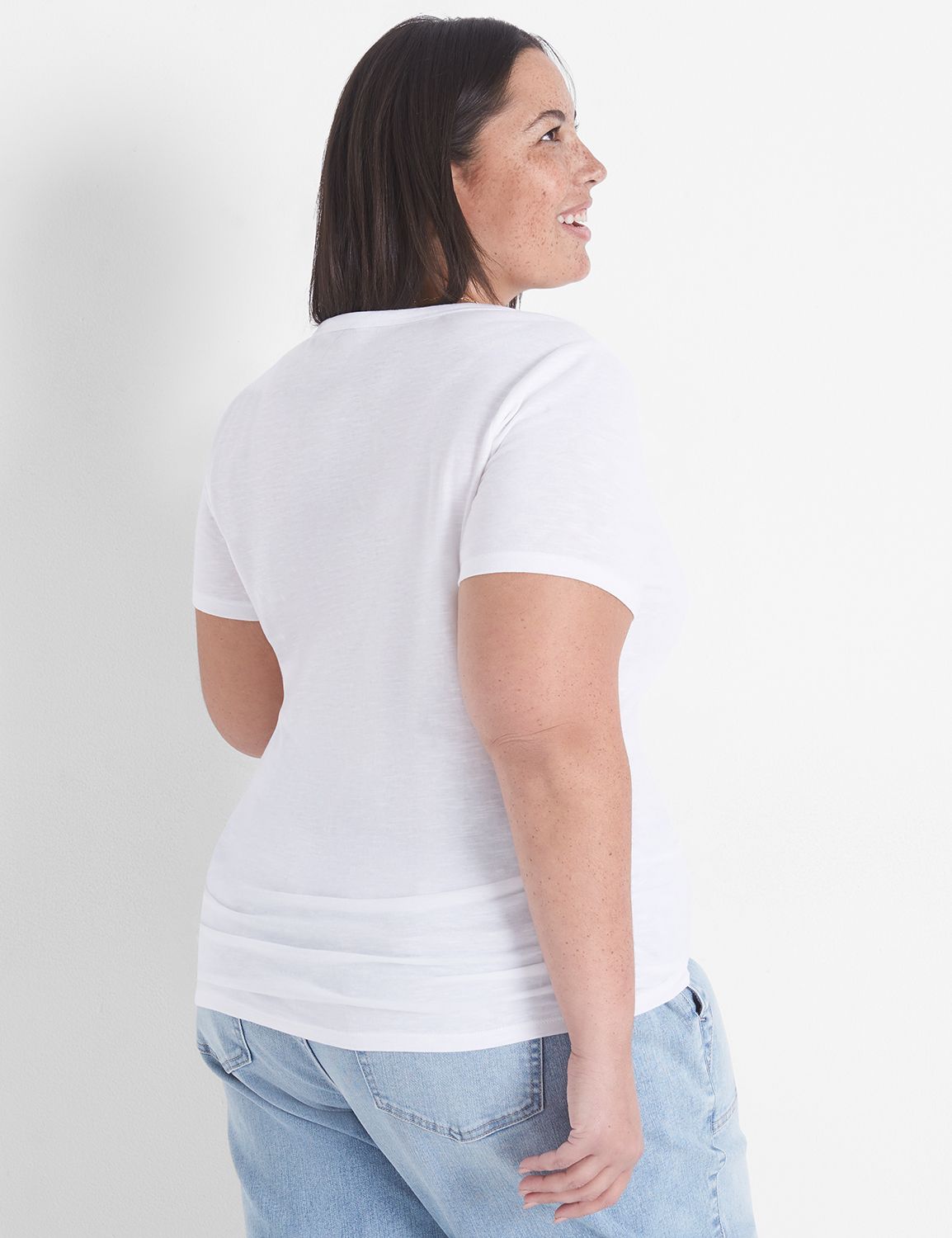 Classic Short Sleeve Vee Neck Side | LaneBryant