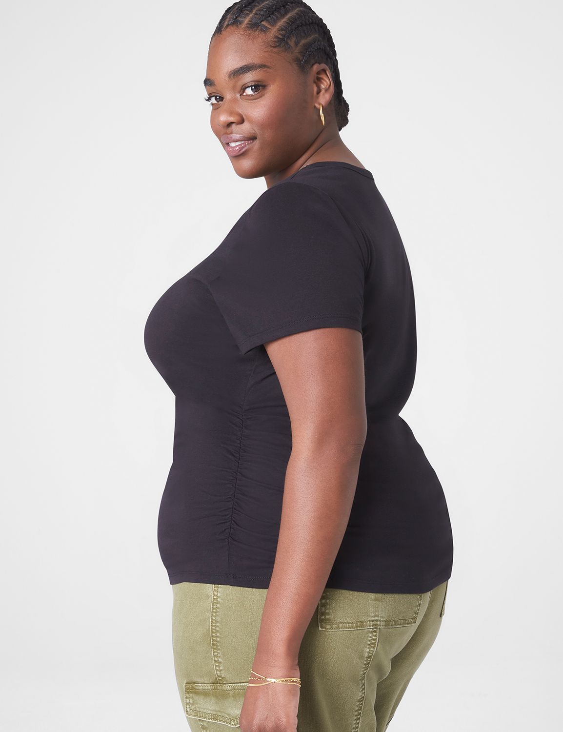 Classic Short Sleeve Vee Neck Side | LaneBryant