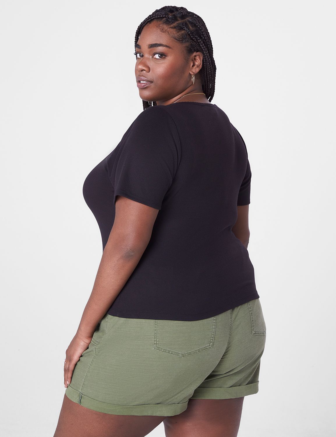 Fitted Short Sleeve Wide Crew Neck | LaneBryant