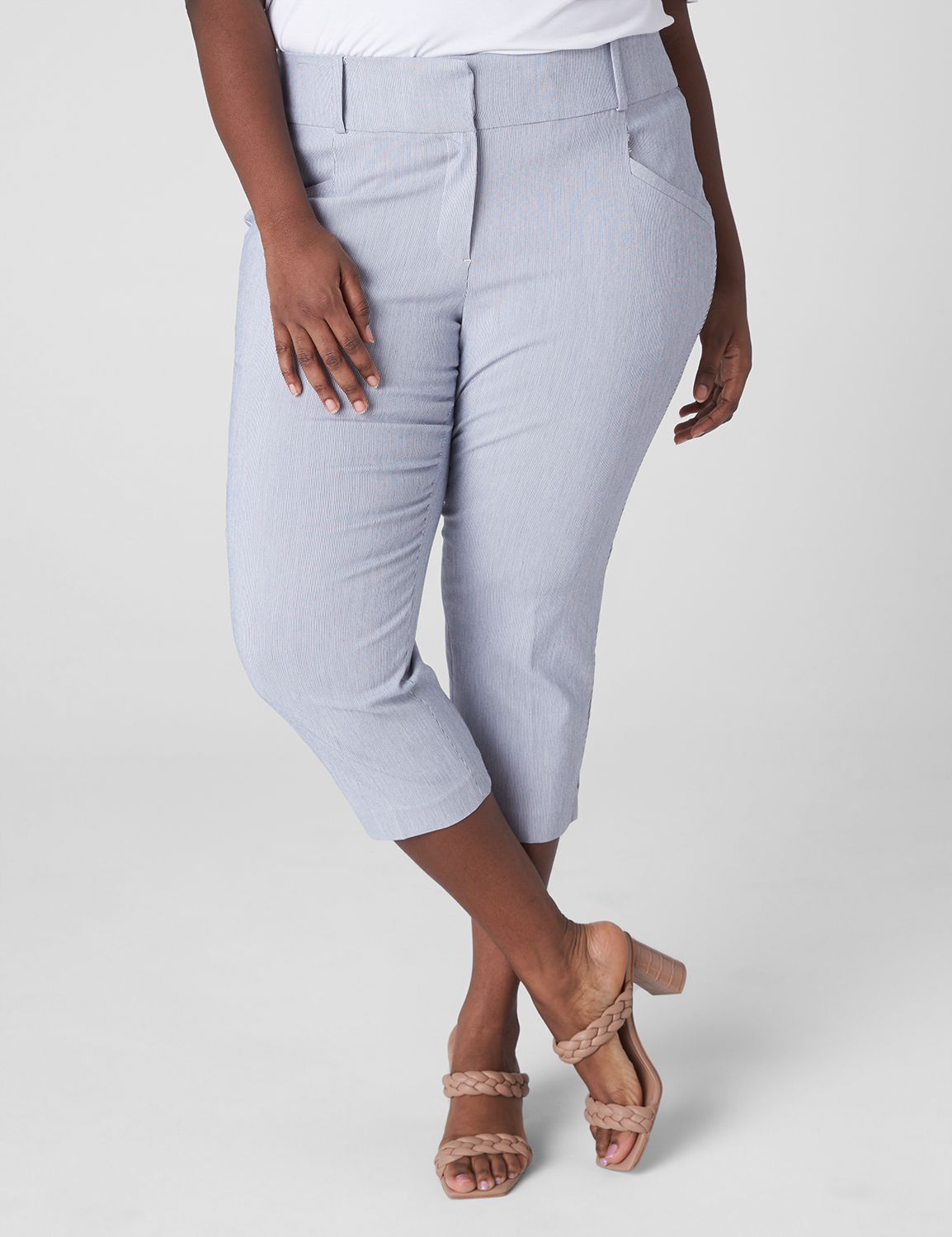 The 4-Season Slim Capri-Ticking Str | LaneBryant