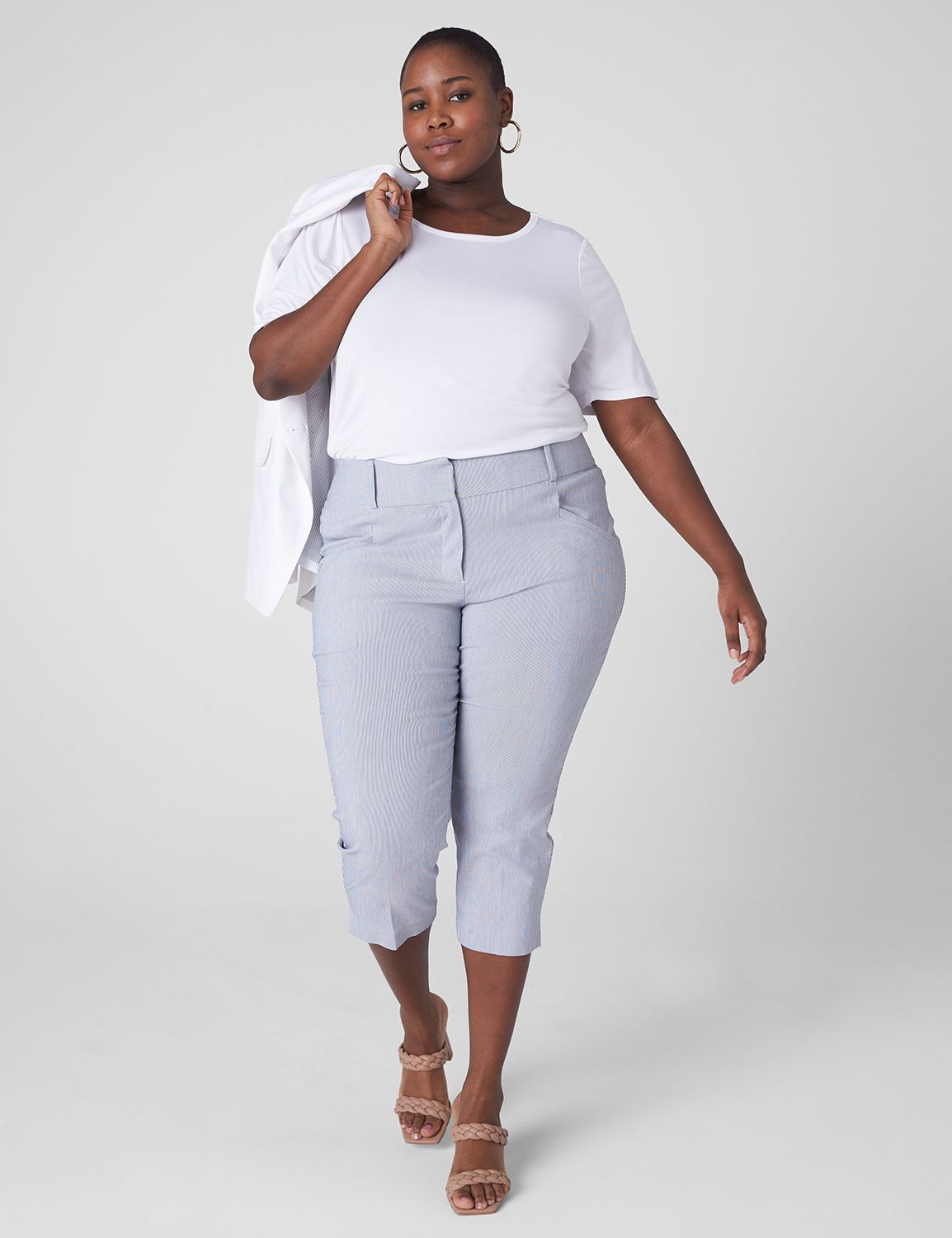 The 4-Season Slim Capri-Ticking Str | LaneBryant
